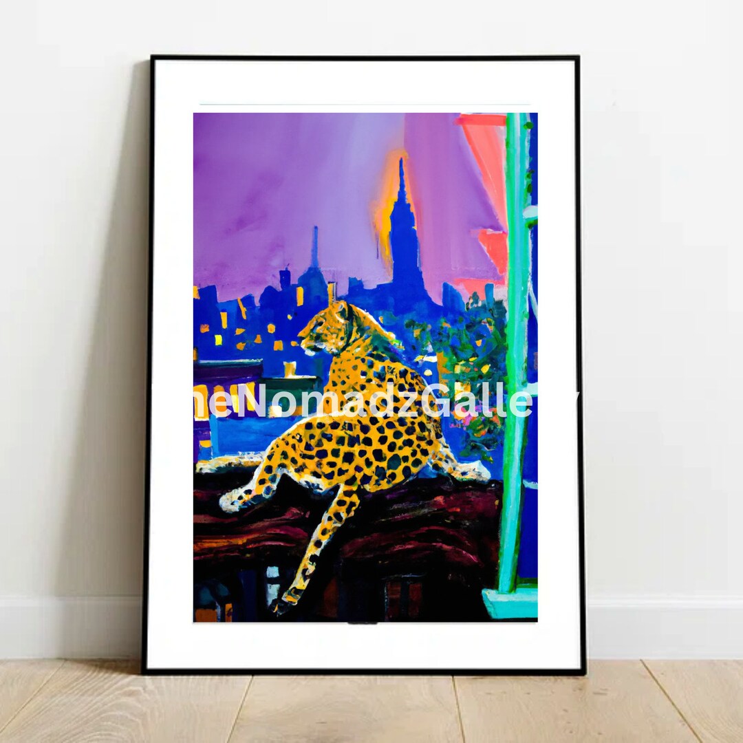 Leopard New York Cityscape Urban Wildlife Painting Leopard - Etsy