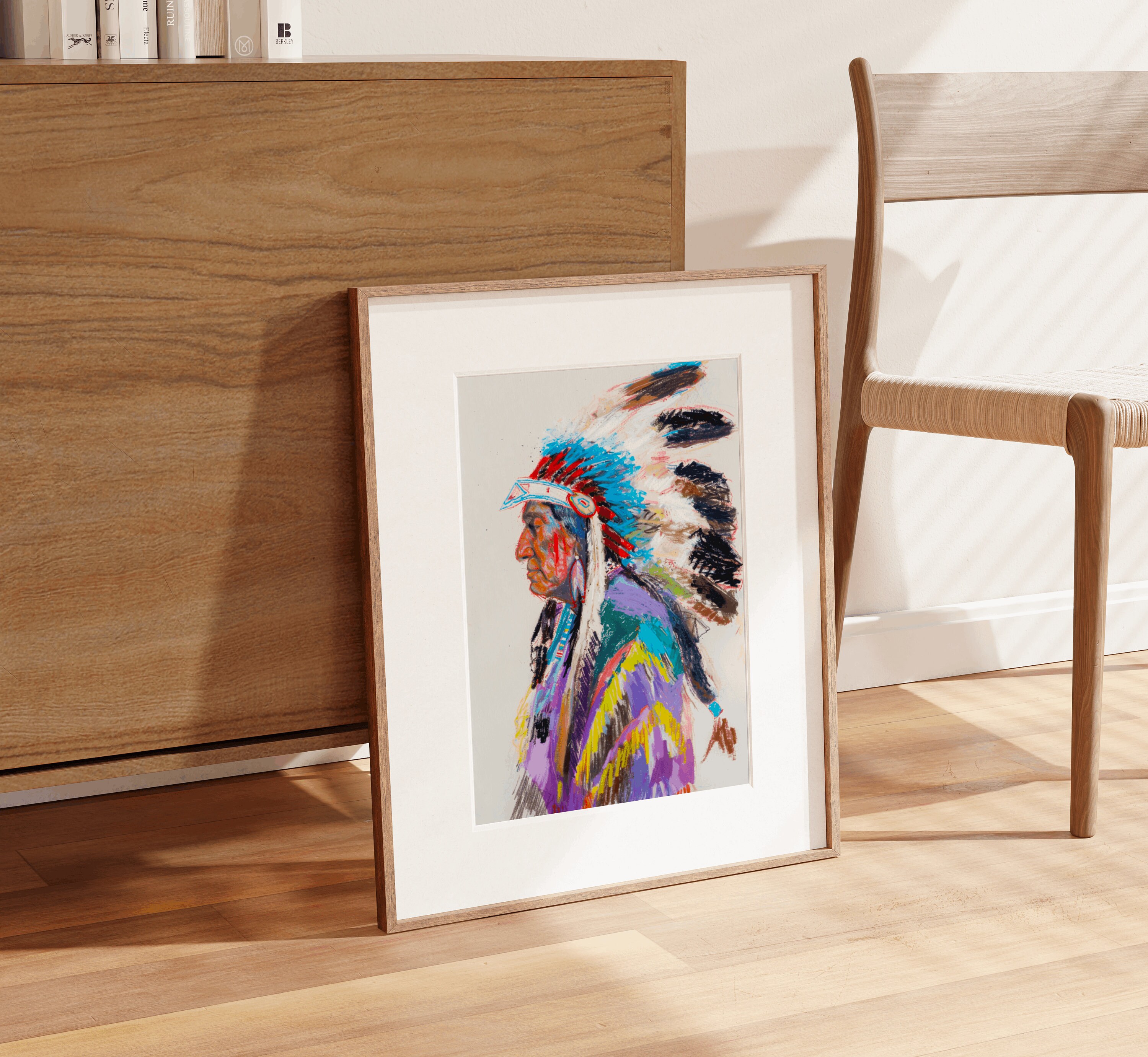 Stoic Indian Chief, Native Art Poster, Native Americans Decoration ...