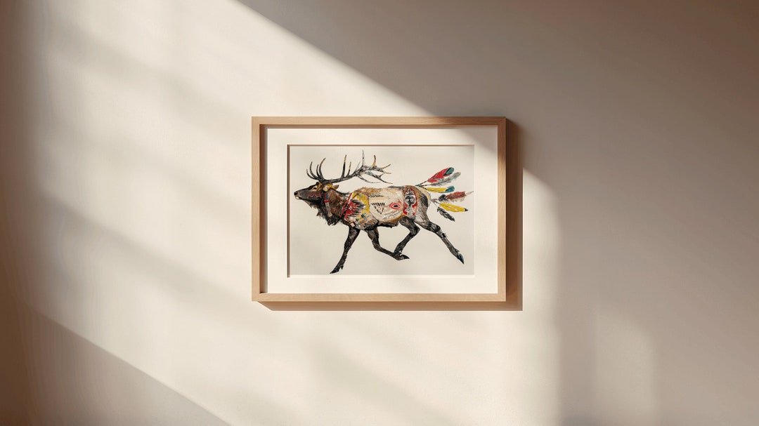 Native American Elk Deer Totem, Decorated Deer, Native American Art ...