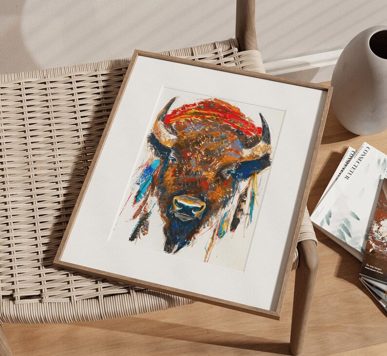 Native American Bison Buffalo Print, Bison Wall Art, Western Prints ...