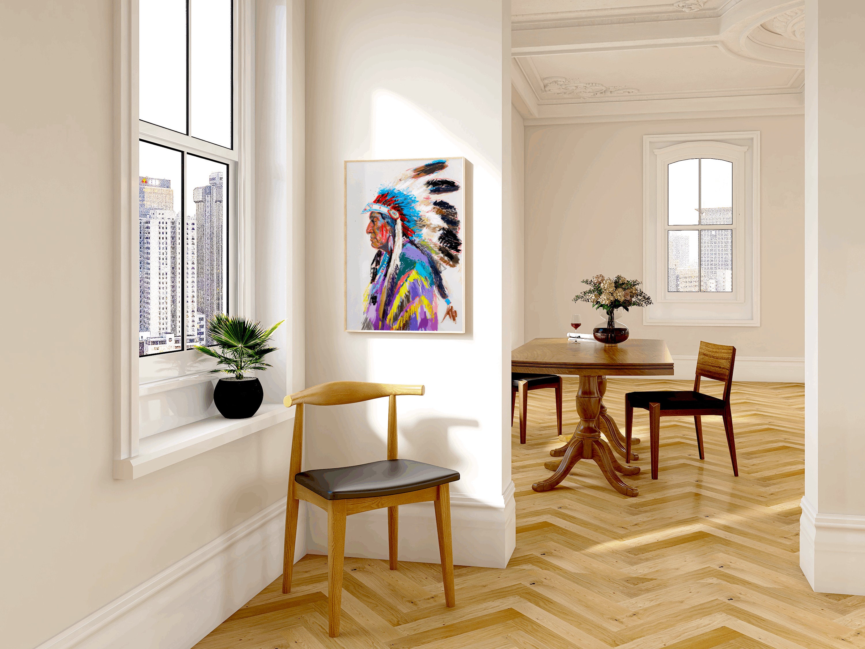 Stoic Indian Chief, Native Art Poster, Native Americans Decoration ...