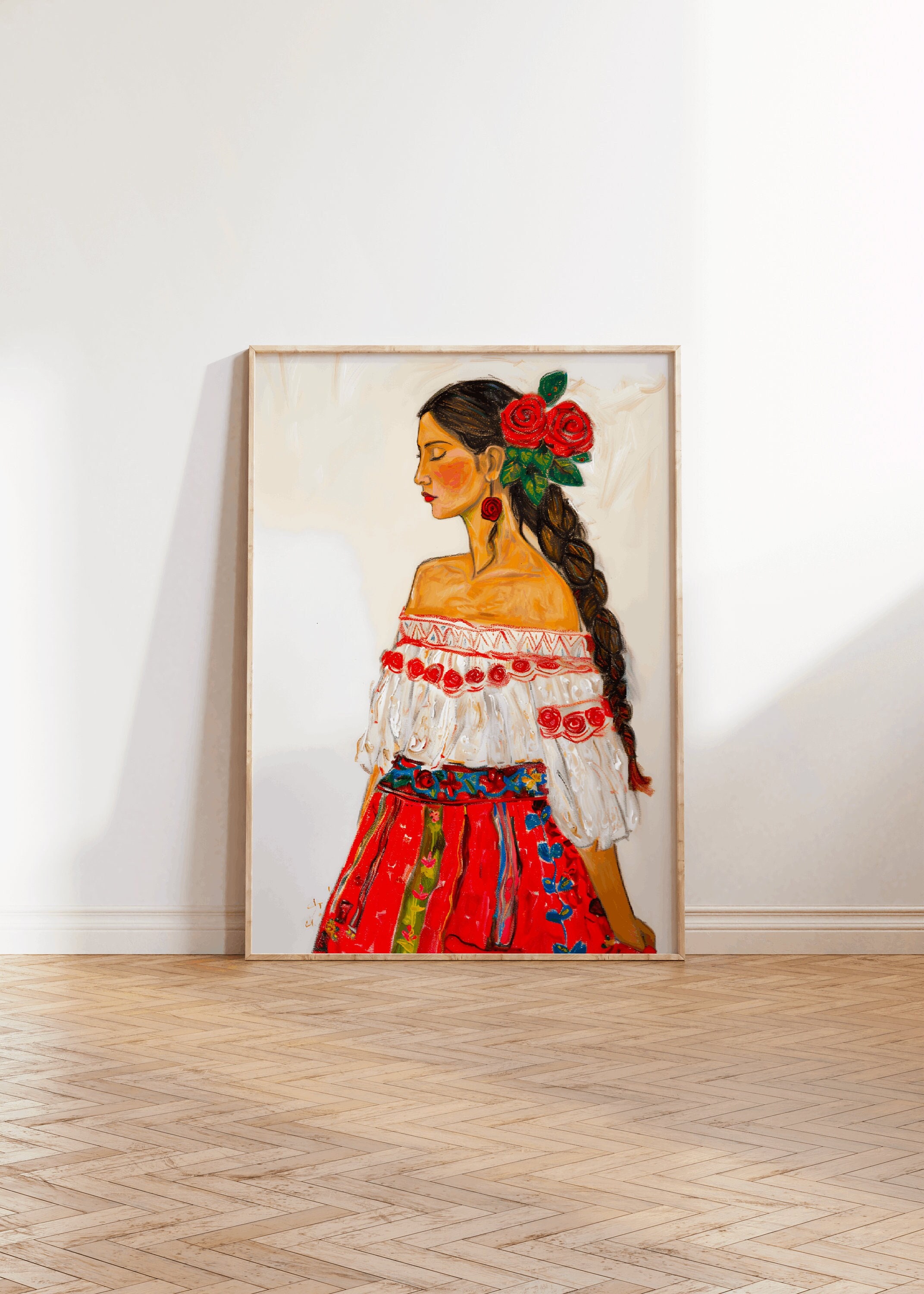 Mexican Woman Art, Decorative Art Mexico Latin Spanish Girl With ...