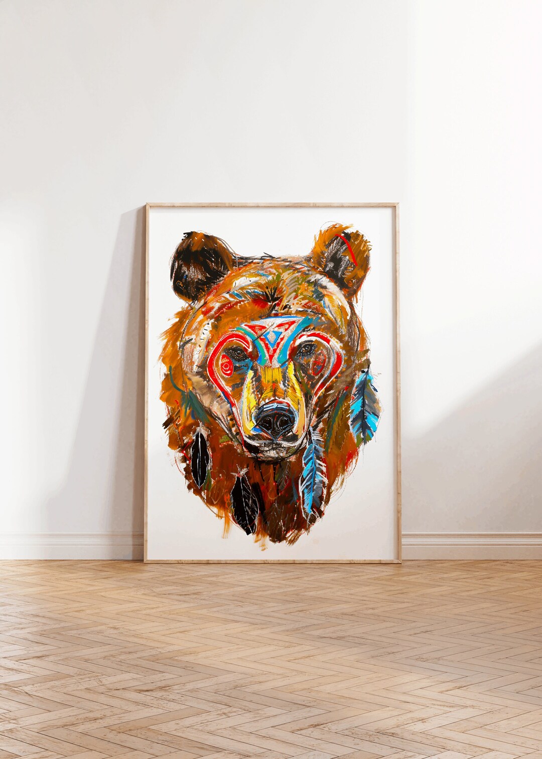 Native American Bear Painting, Brown Grizzly Medicinal Majestic Sacred ...
