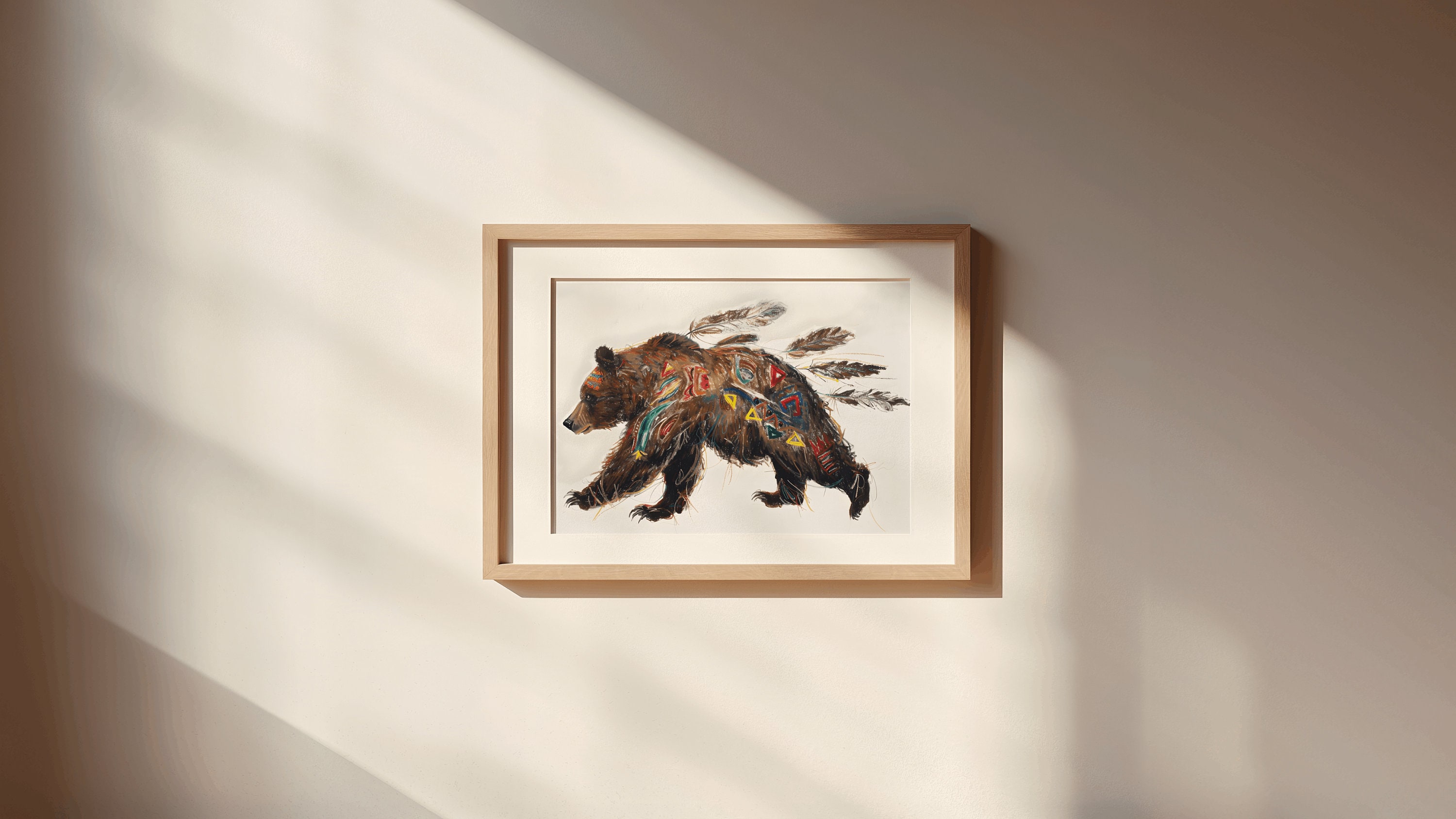 Native American Brown Bear Totem, Decorated Bear, Native American Art ...