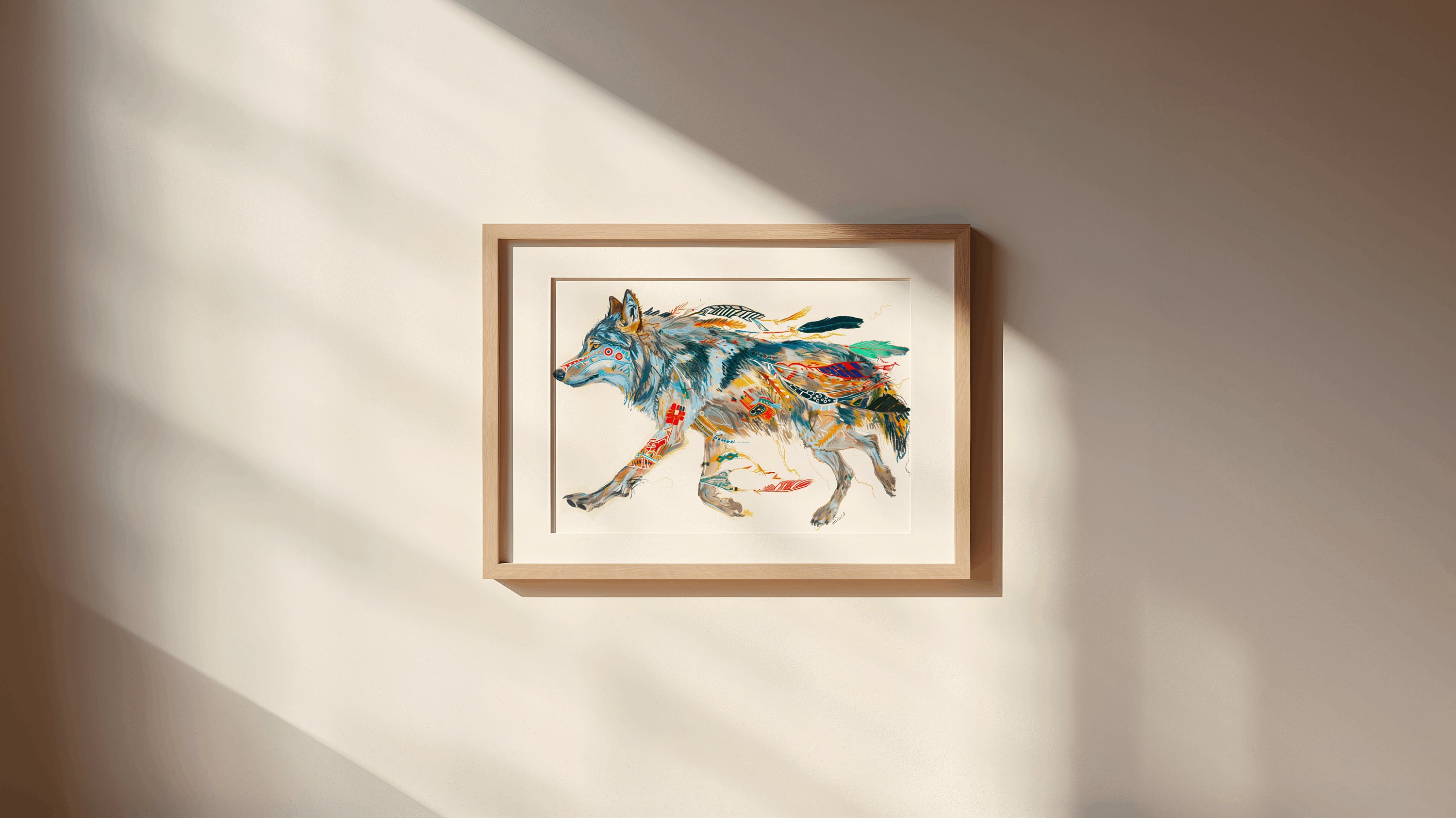 Native American Wolf Art, Nature Wolf Decoration Wolf Print Wall Art ...