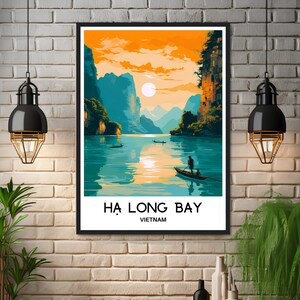 Halong Bay Travel Print Ha Long Bay Poster Vietnamese Art Print Vietnam ...