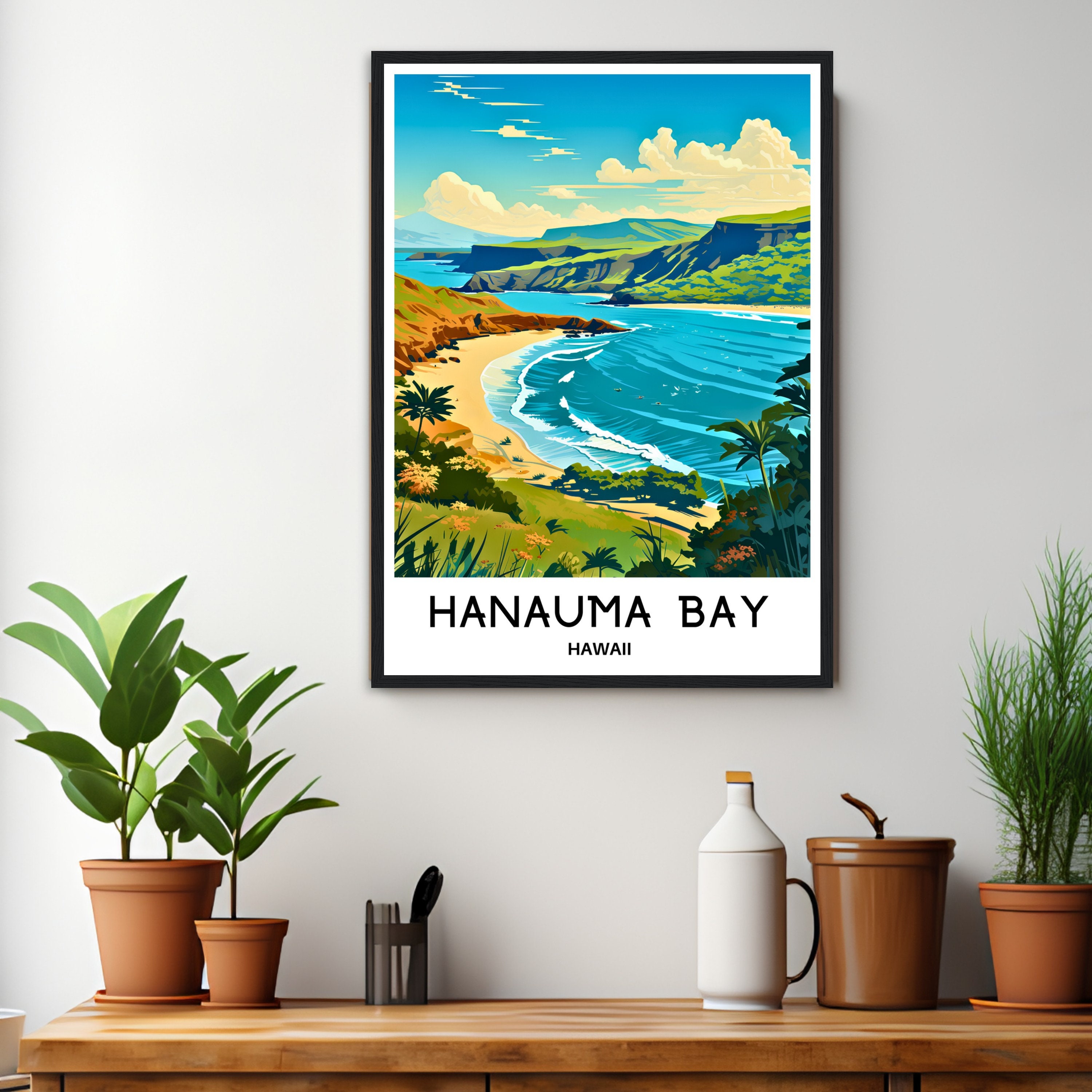 Hanauma Bay Travel Print Hanauma Bay Poster Hawaiian Art Print Hawaii ...