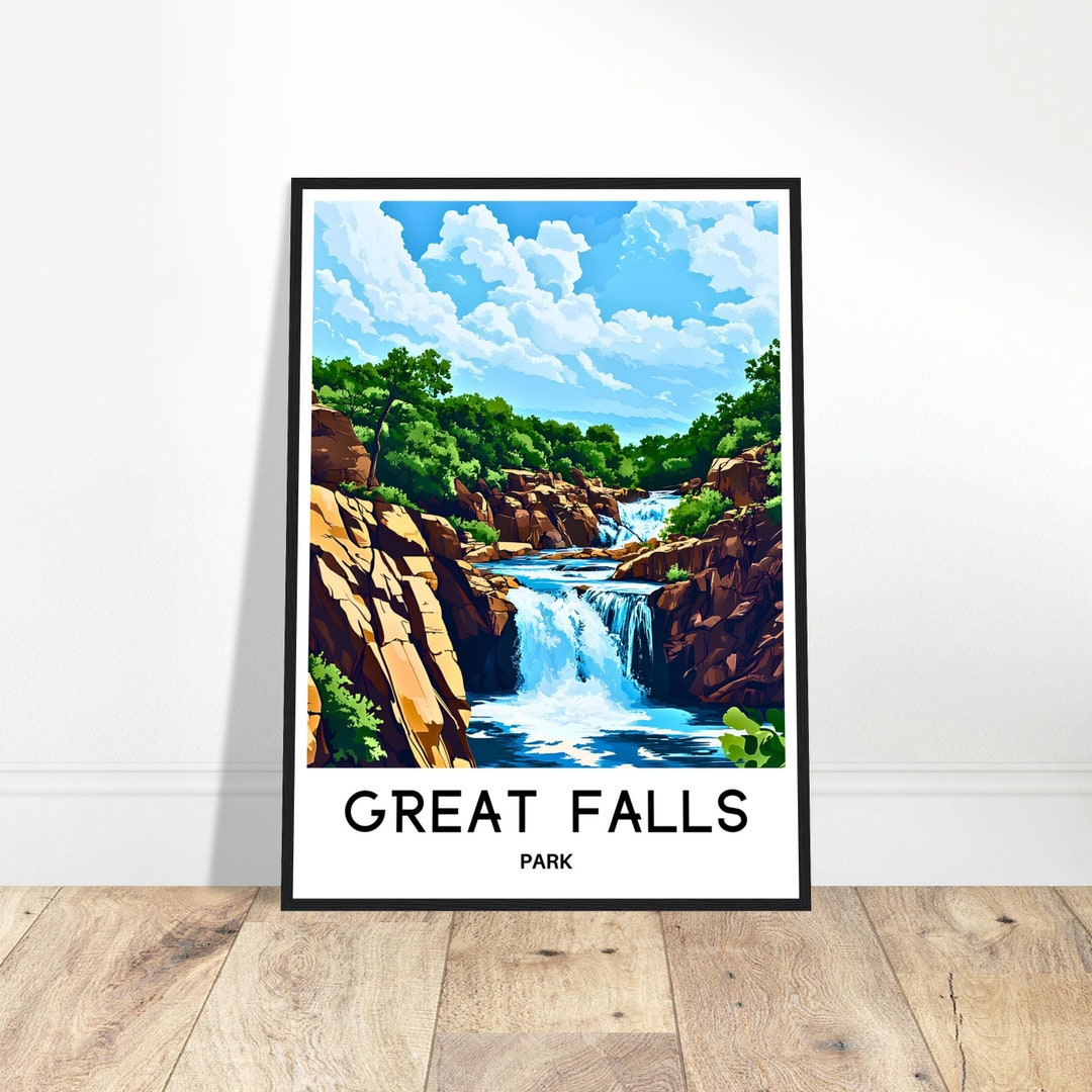 Great Falls Park Travel Print Poster National Park American Art Print ...
