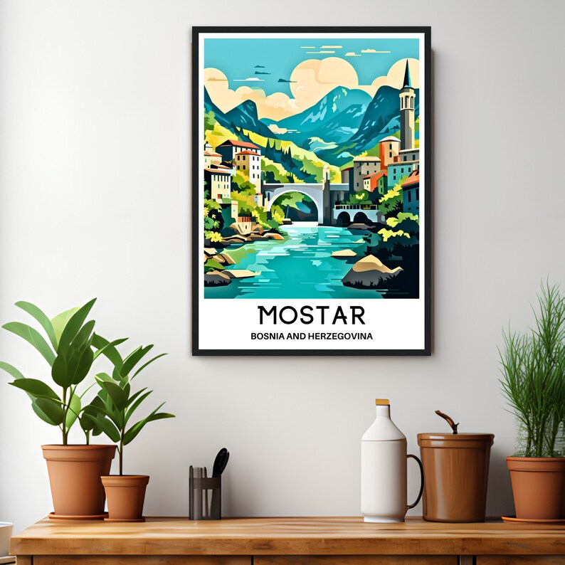 Mostar Travel Poster Mostar Travel Print Mostar Bosnia Print Mostar Art ...