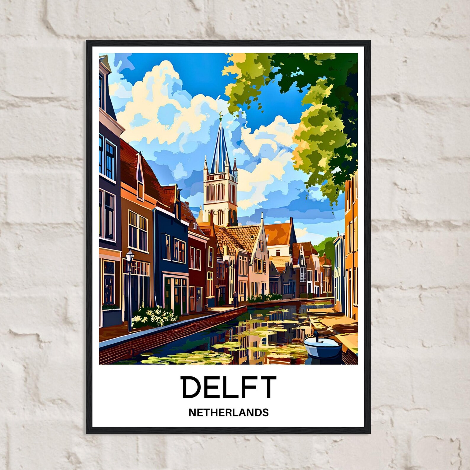 Delft Travel Print Delft Poster Dutch Art Print Netherlands Lover Gift ...