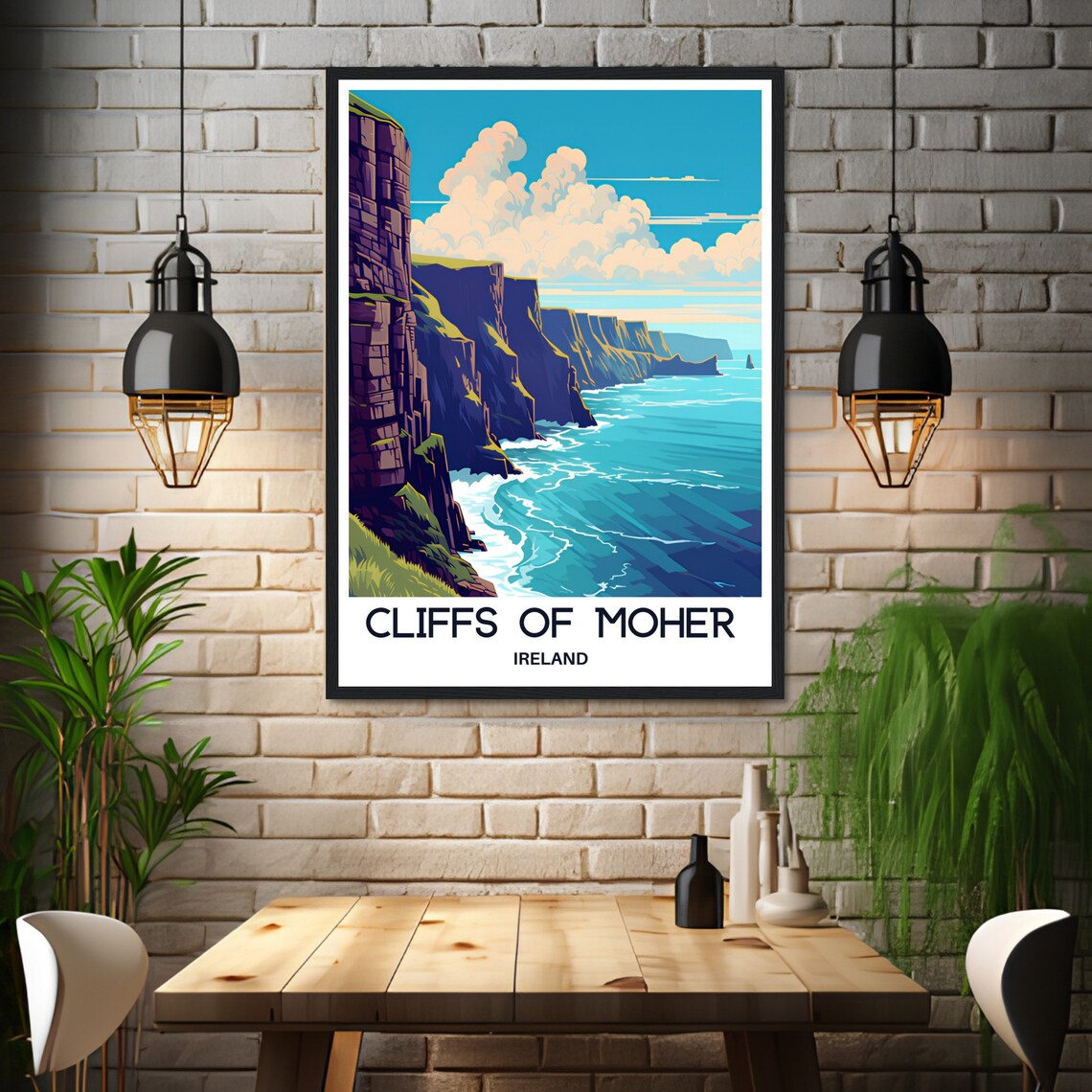 Cliffs of Moher Travel Poster Cliffs of Moher Travel Print Cliffs of ...