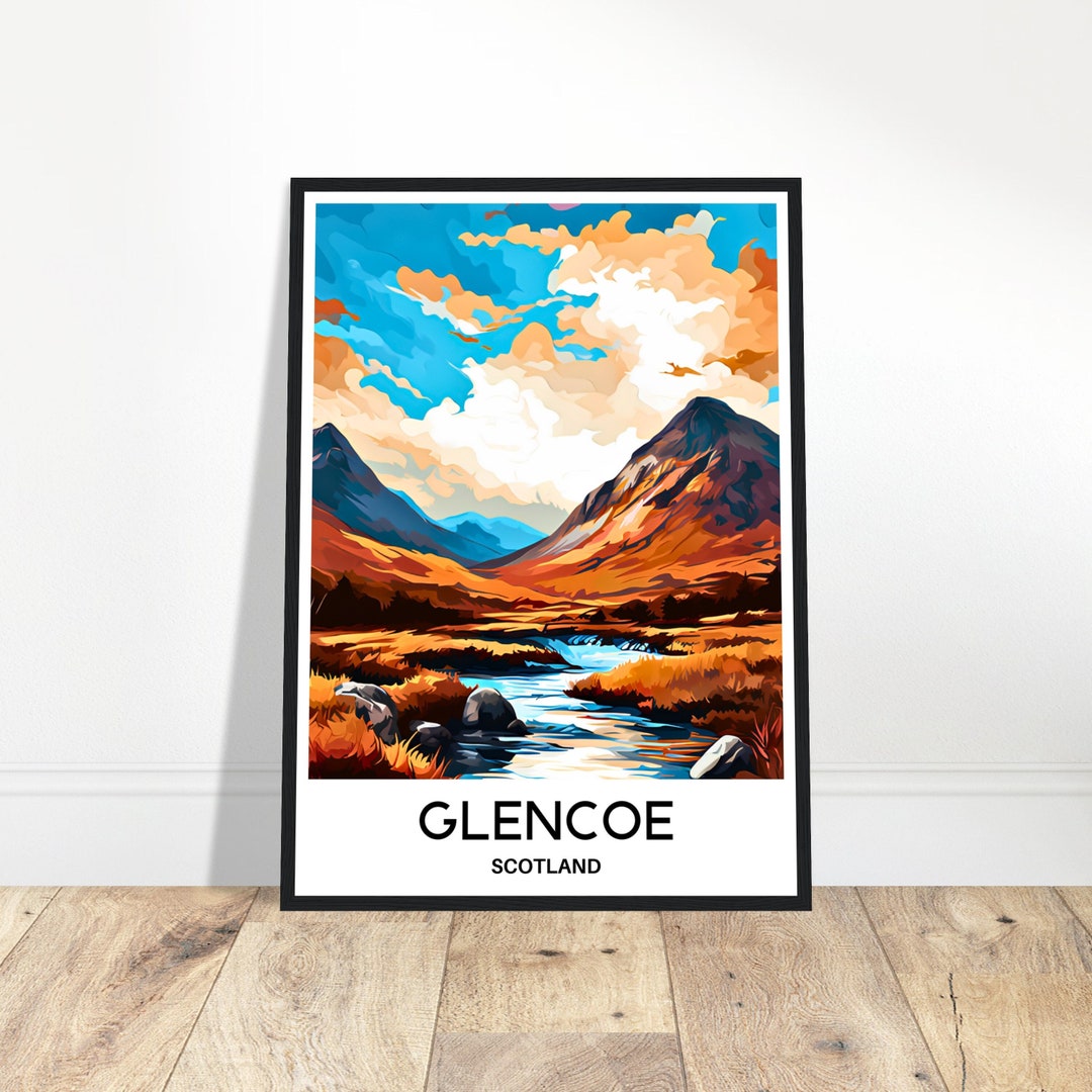 Glencoe Travel Poster Glencoe Travel Print Glencoe Scotland Print ...