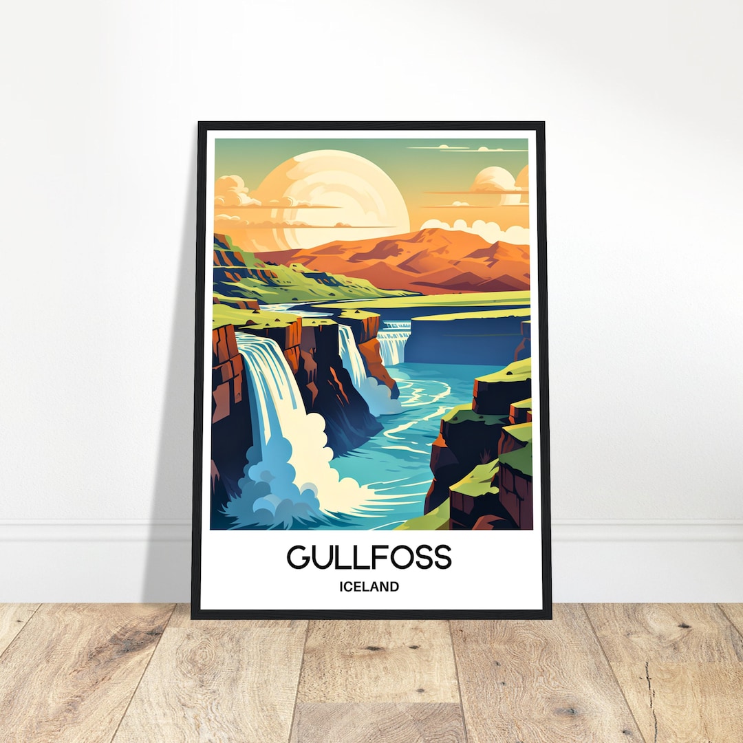 Gullfoss Travel Print Gullfoss Poster Icelandic Art Print Iceland Lover ...