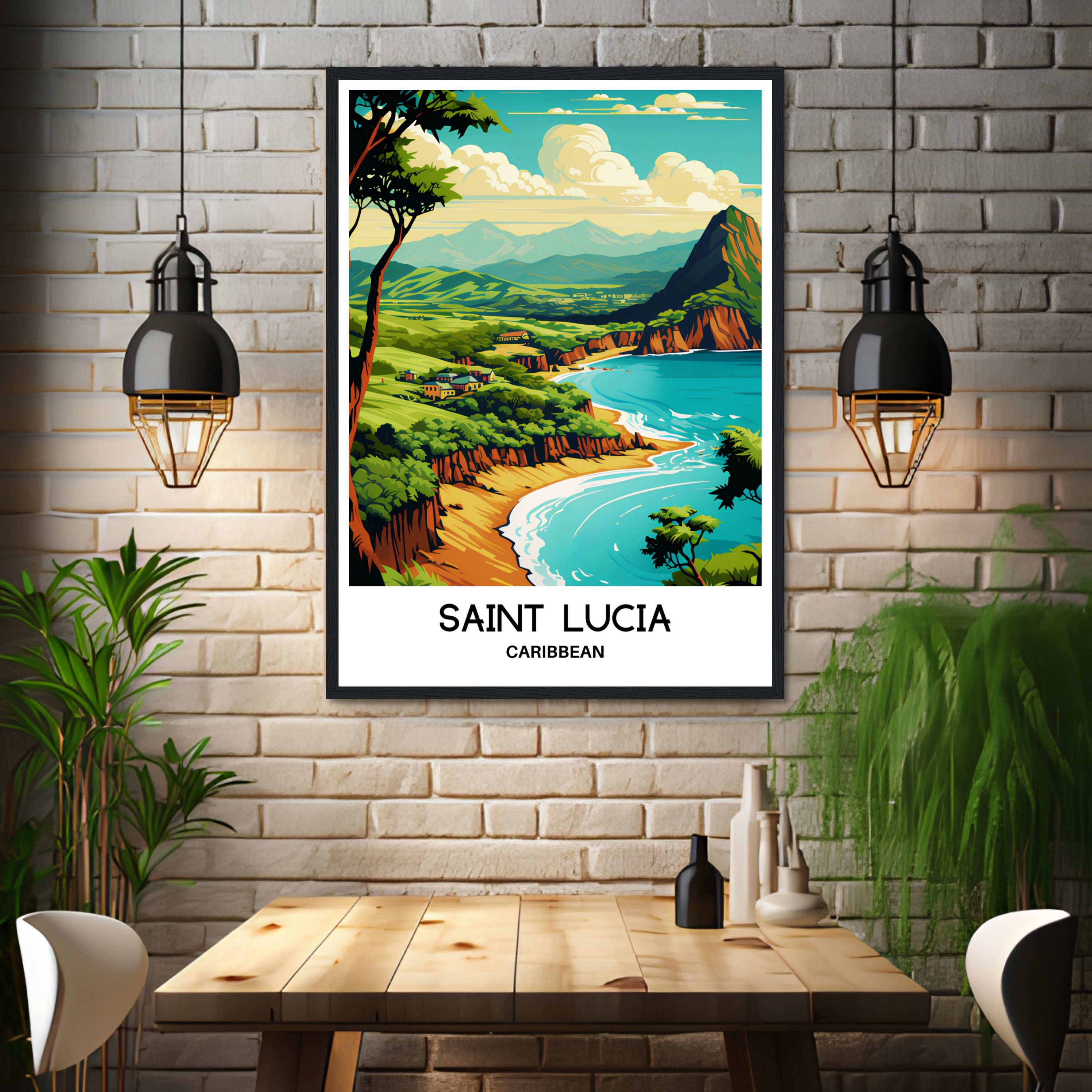 Saint Lucia Travel Print Saint Lucia Poster Caribbean Art Print ...