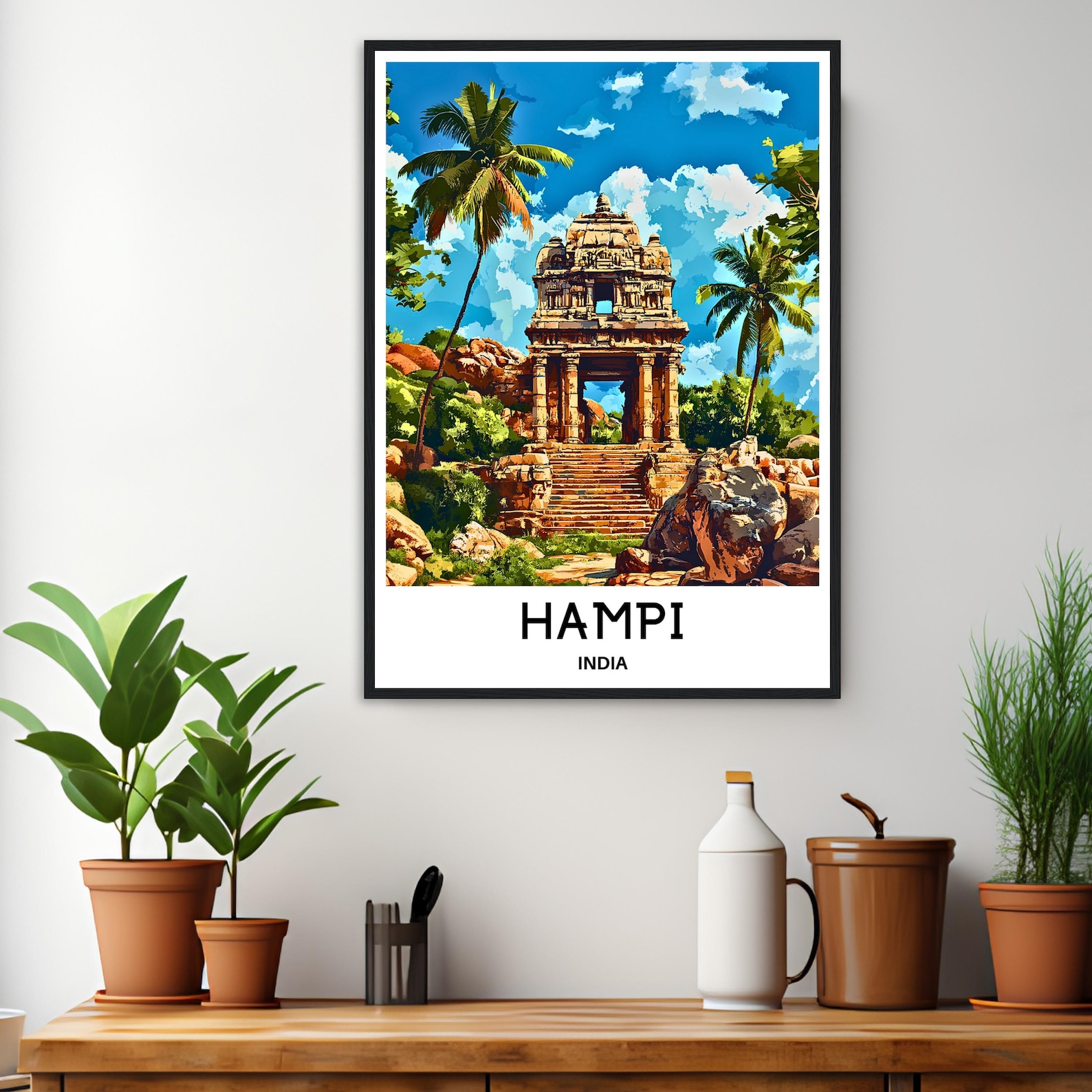 Hampi Travel Print Hampe Poster Indian Art Print India Lover Gift Wall ...