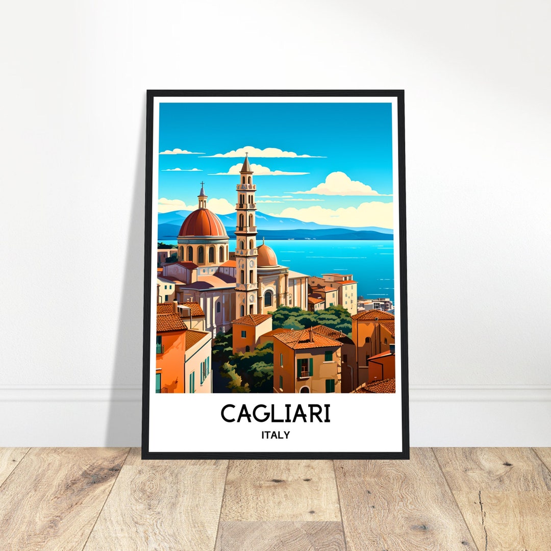 Cagliari Travel Print Cagliari Poster Italian Art Print Italy Lover Gift Italy Wall Hanging Art ...