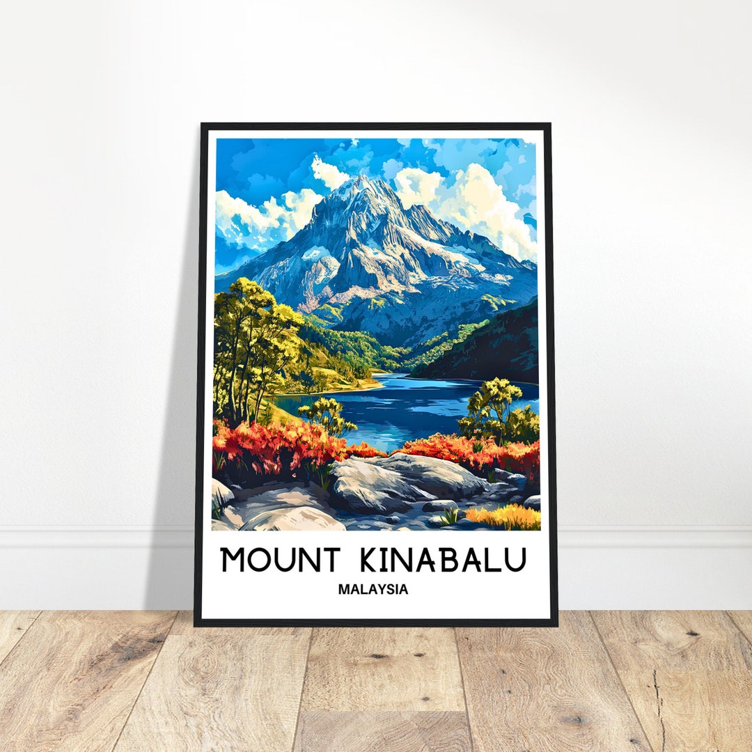 Mount Kinabalu Travel Print Mount Kinabalu Poster Malaysian Art Print ...
