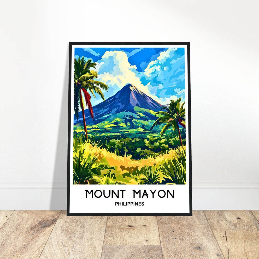Mount Mayon Travel Print Volcano Poster Philippines Art Print ...