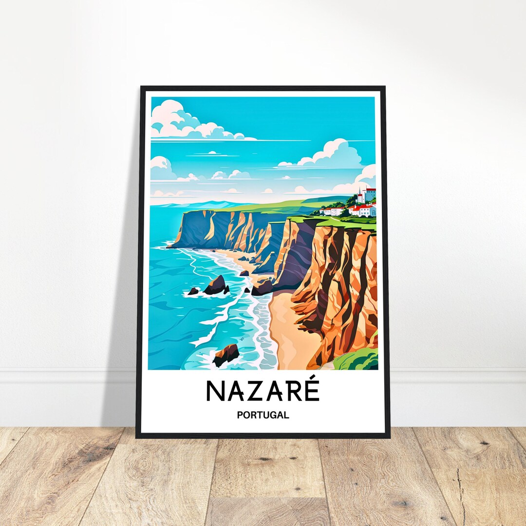 Nazare Travel Print Nazare Poster Portuguese Art Print Portugal Lover ...