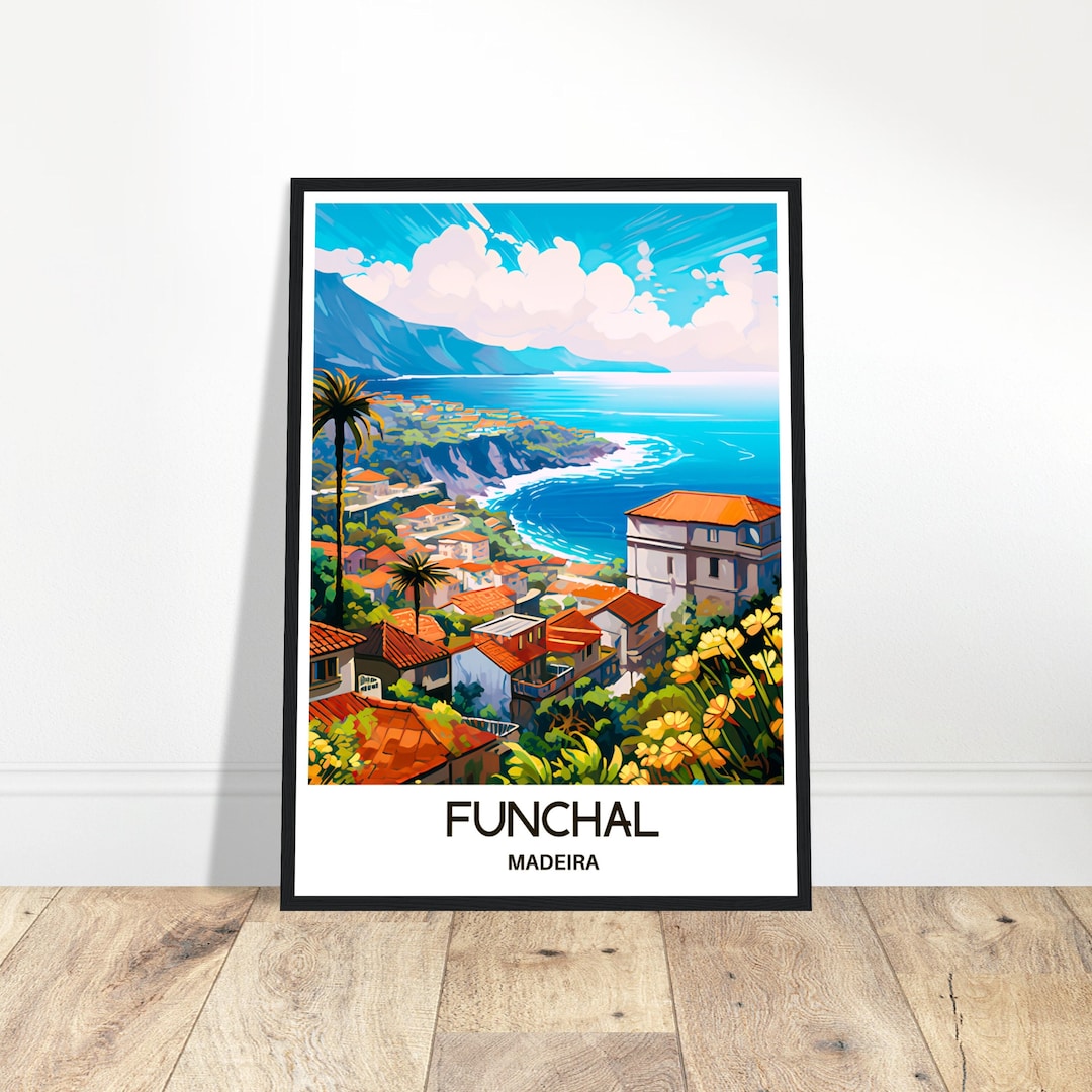 Funchal Travel Print Madeira Poster Portuguese Art Print Portugal Lover ...