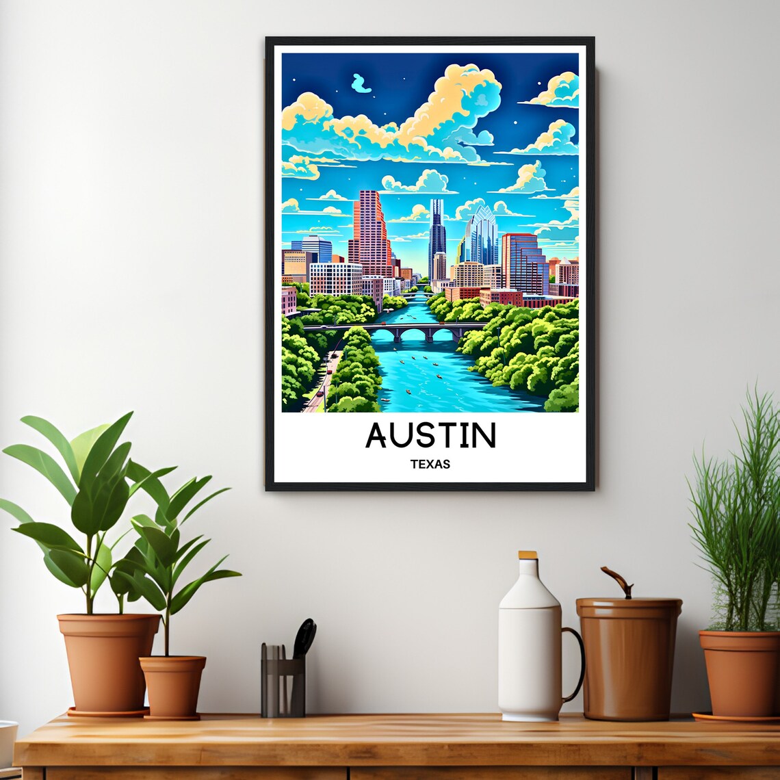 Austin Travel Print Austin Poster Amerikanischer Kunstdruck Texas ...