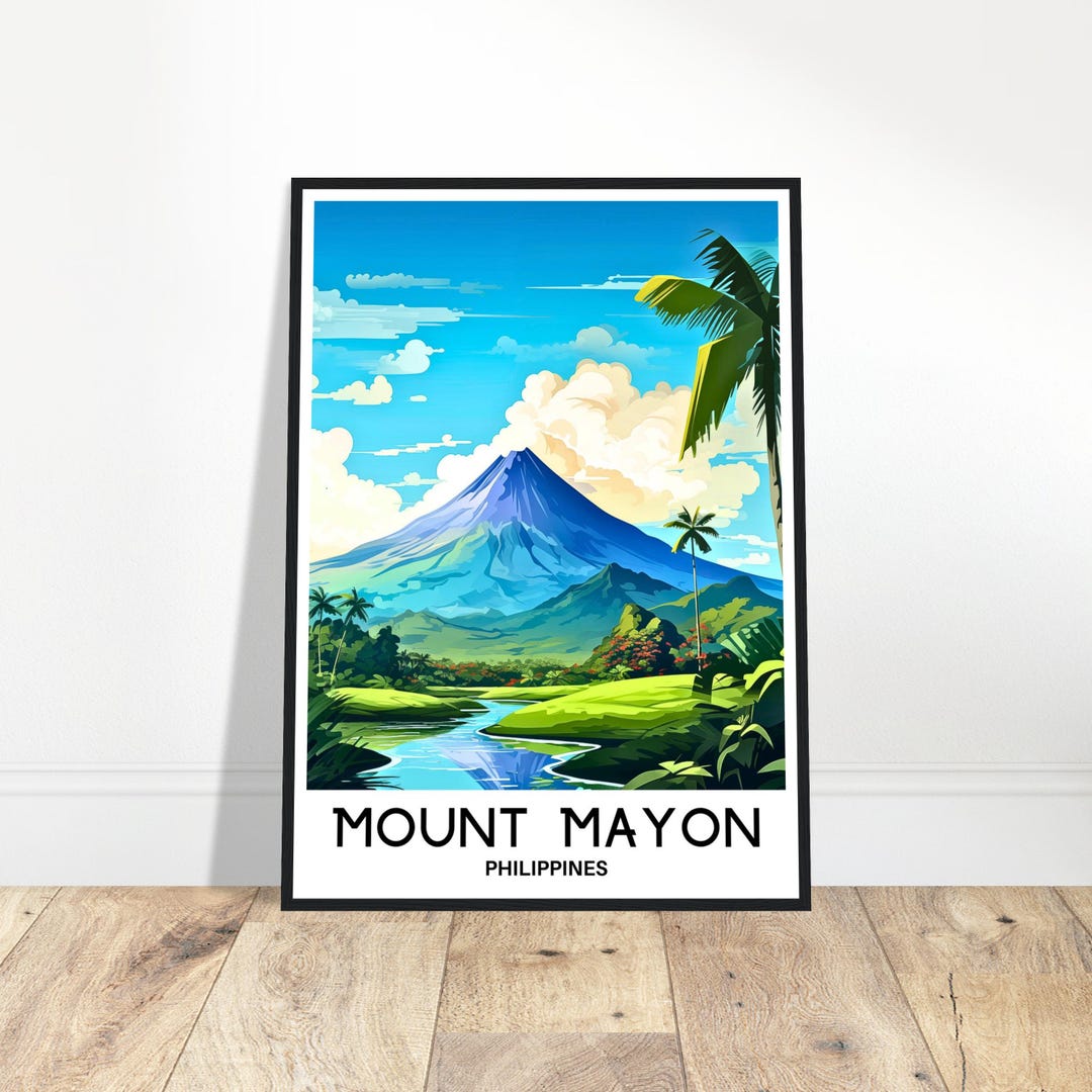 Mount Mayon Travel Print Volcano Poster Philippines Art Print ...
