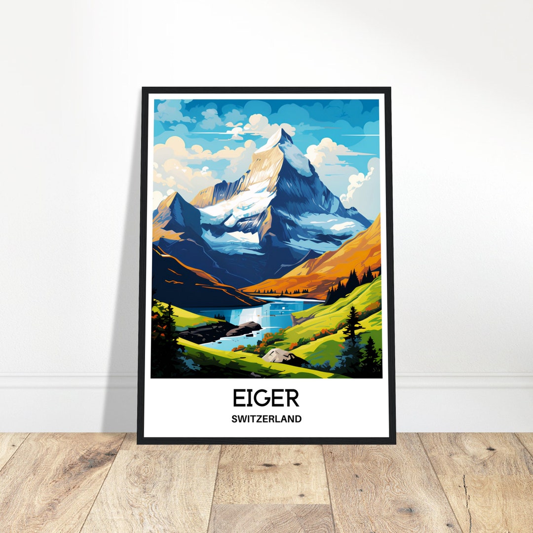 Eiger Travel Print Eiger Mountain Poster Swiss Art Print Switzerland ...