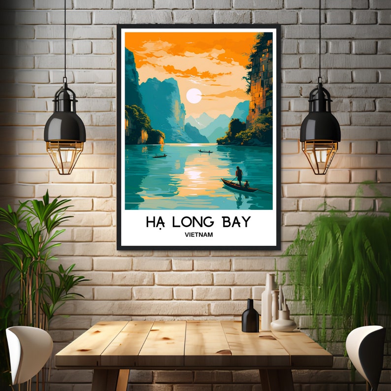 Halong Bay Travel Print Ha Long Bay Poster Vietnamese Art Print Vietnam ...