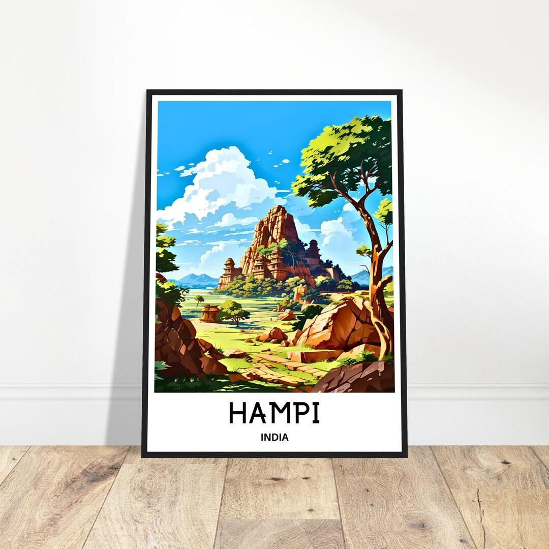 Hampi Travel Print Hampe Poster Indian Art Print India Lover Gift Wall ...