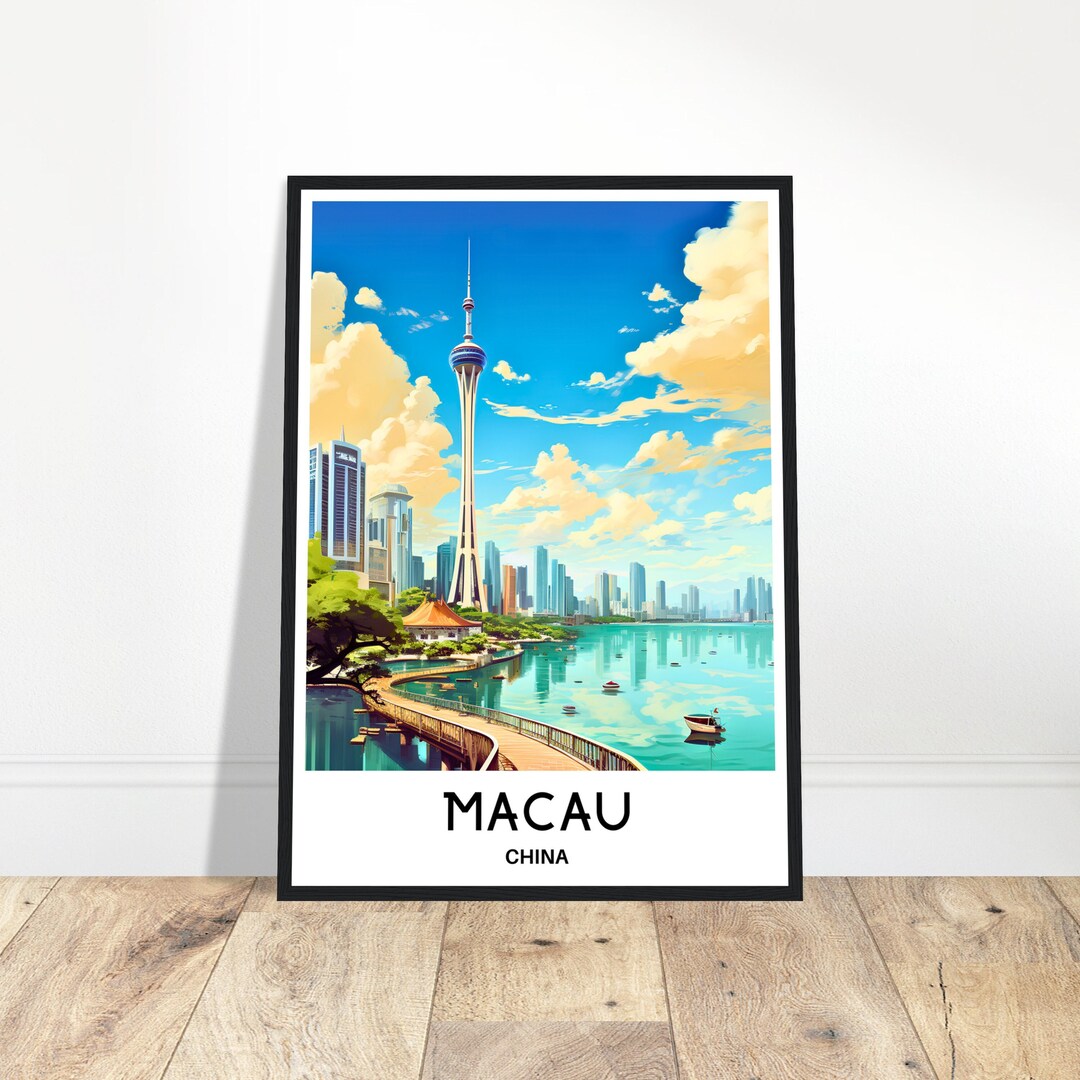 Macau Travel Print Macau Poster Chinese Art Print China Lover Gift Wall ...
