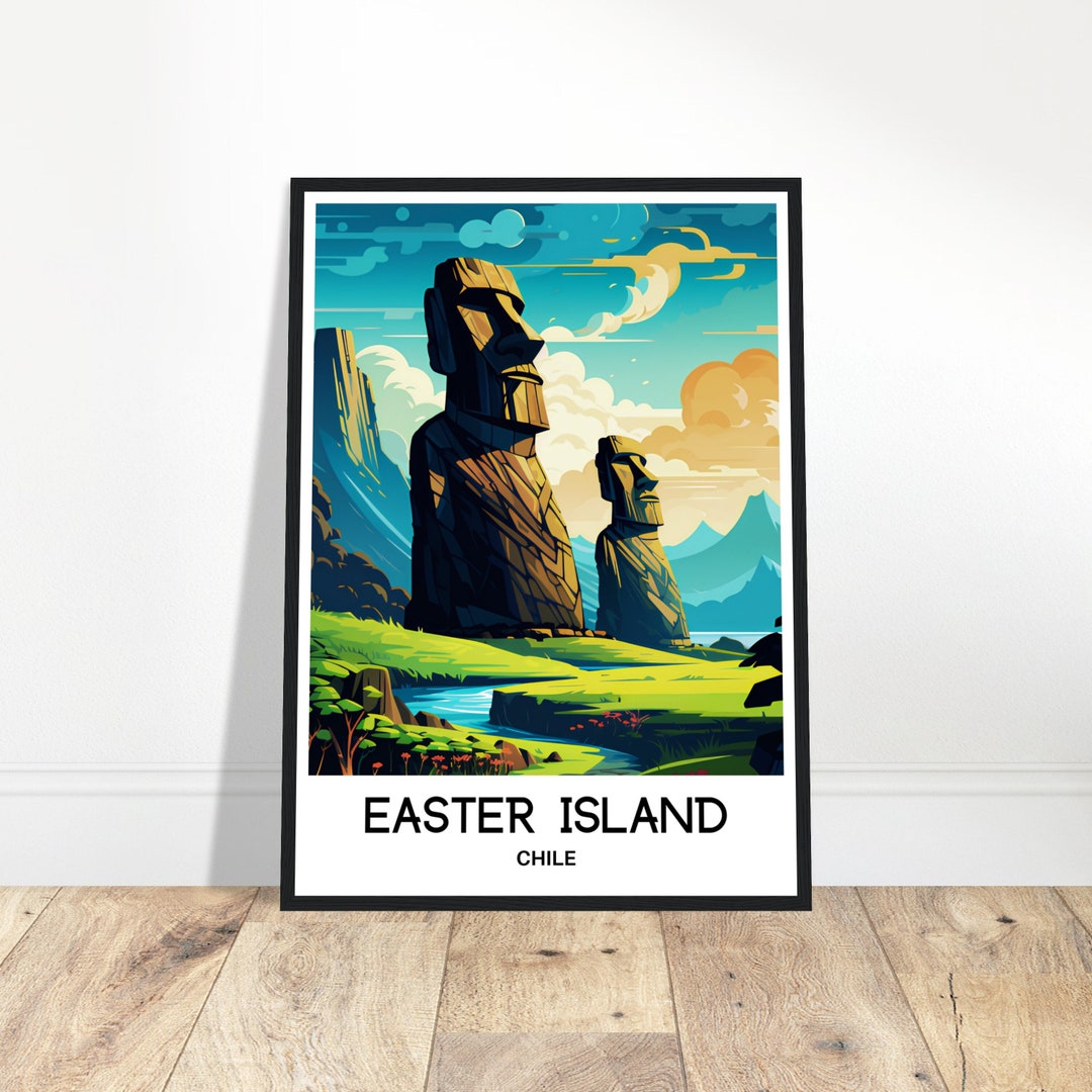 Easter Island Travel Print Easter Island Poster Chilean Art Print Chile ...