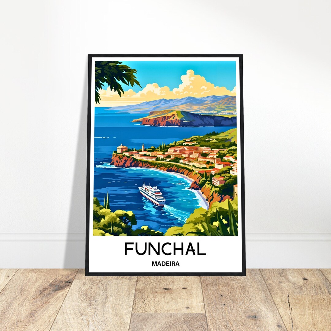 Funchal Travel Print Madeira Poster Portuguese Art Print Portugal Lover ...