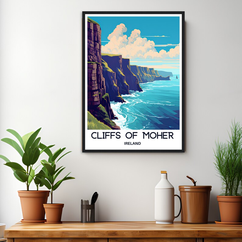 Cliffs of Moher Travel Poster Cliffs of Moher Travel Print Cliffs of ...