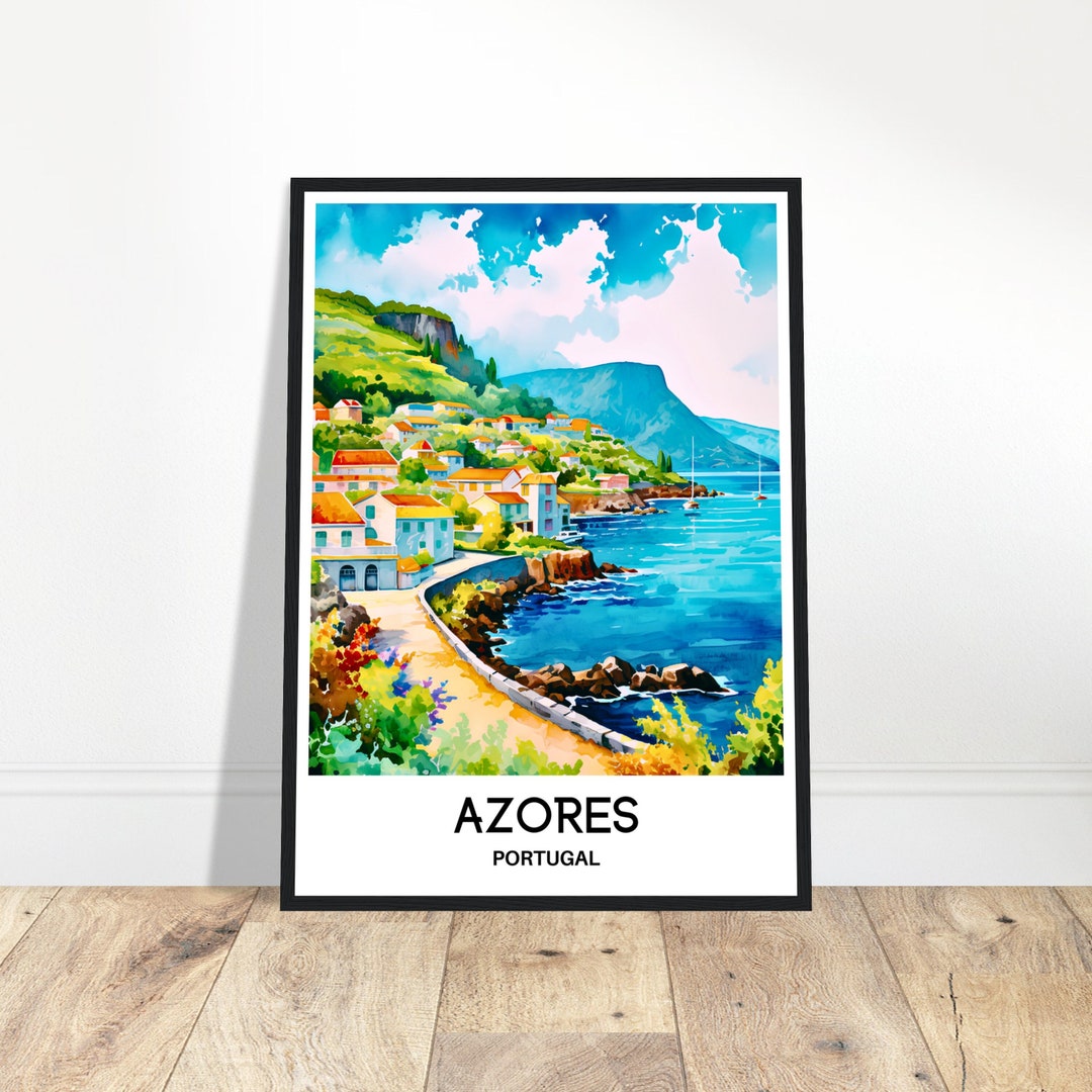 Azores Watercolor Print Azores Travel Poster Portuguese Art Print ...