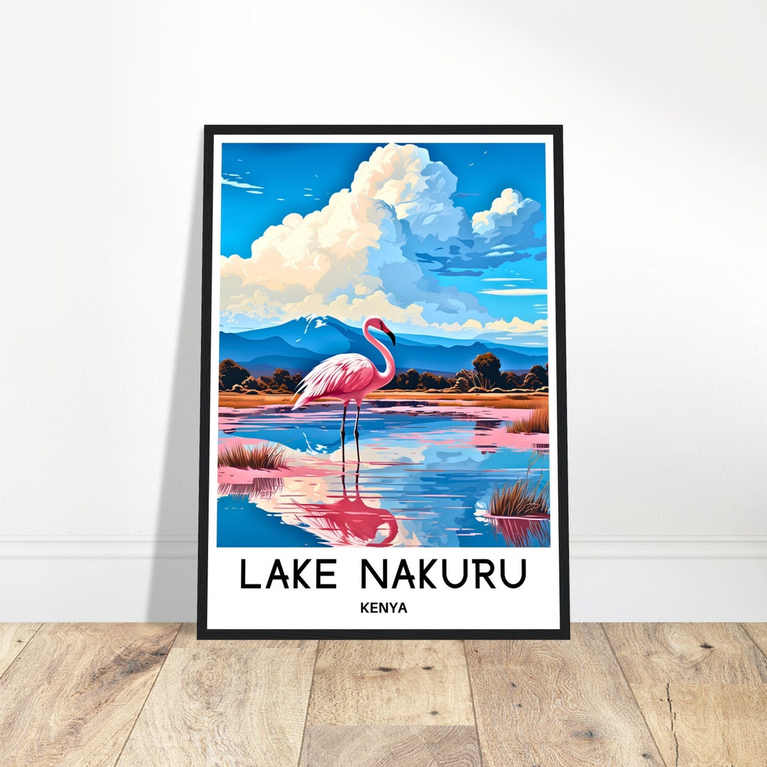 Lake Nakuru Travel Print Lake Nakuru Poster African Art Print Kenya ...