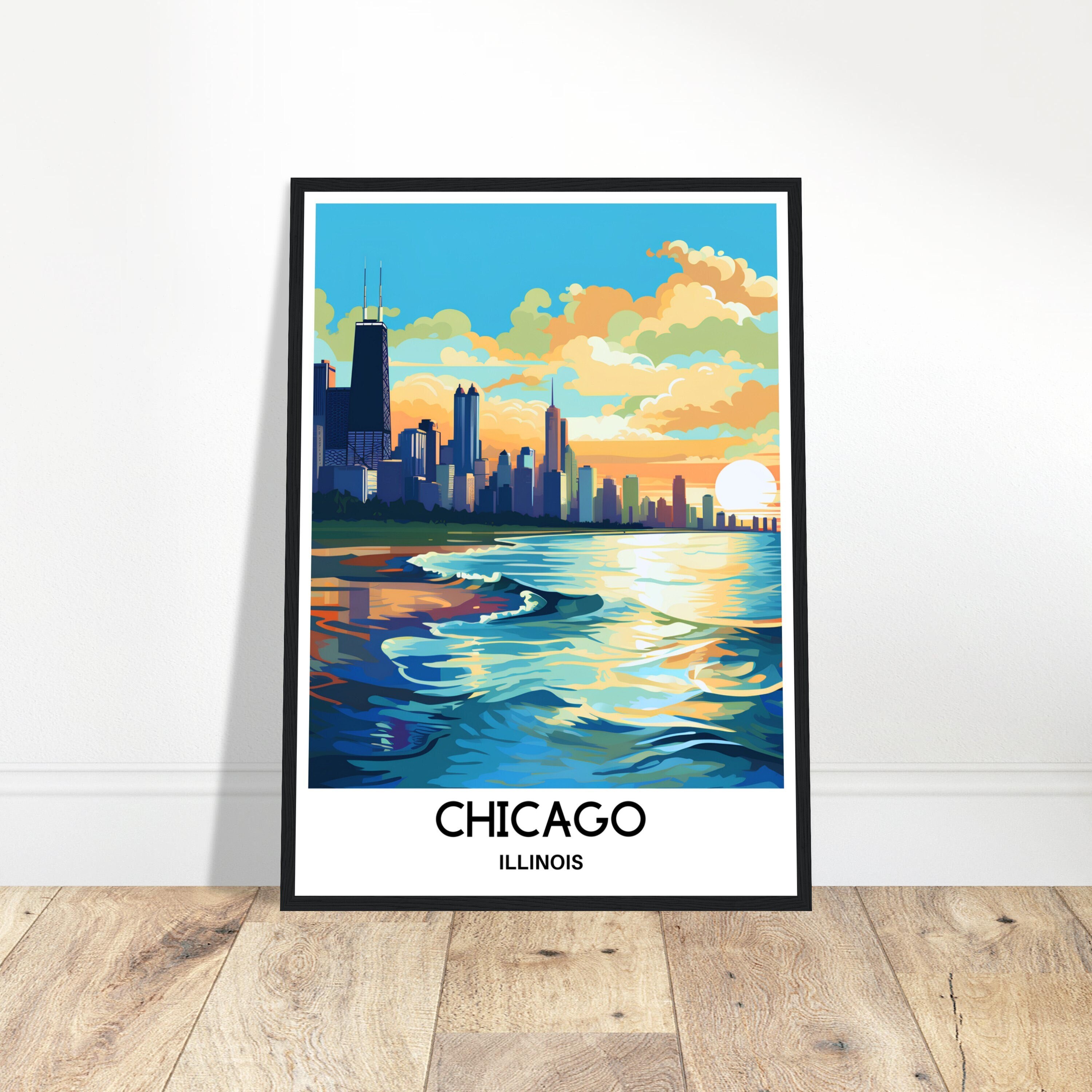 Chicago Travel Poster Chicago Travel Print Chicago Art Print Chicago ...