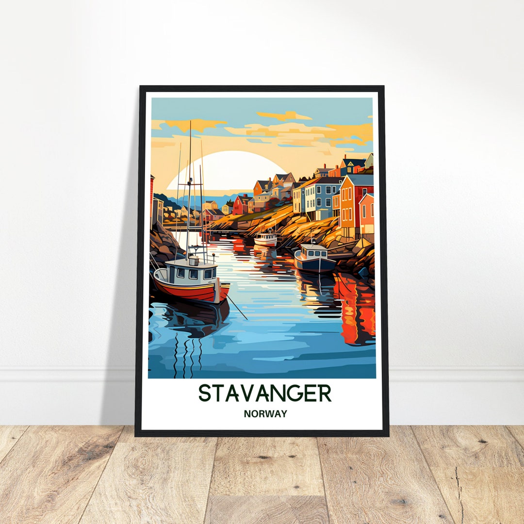 Stavanger Travel Print Norway Poster Norwegian Art Print Stavanger ...