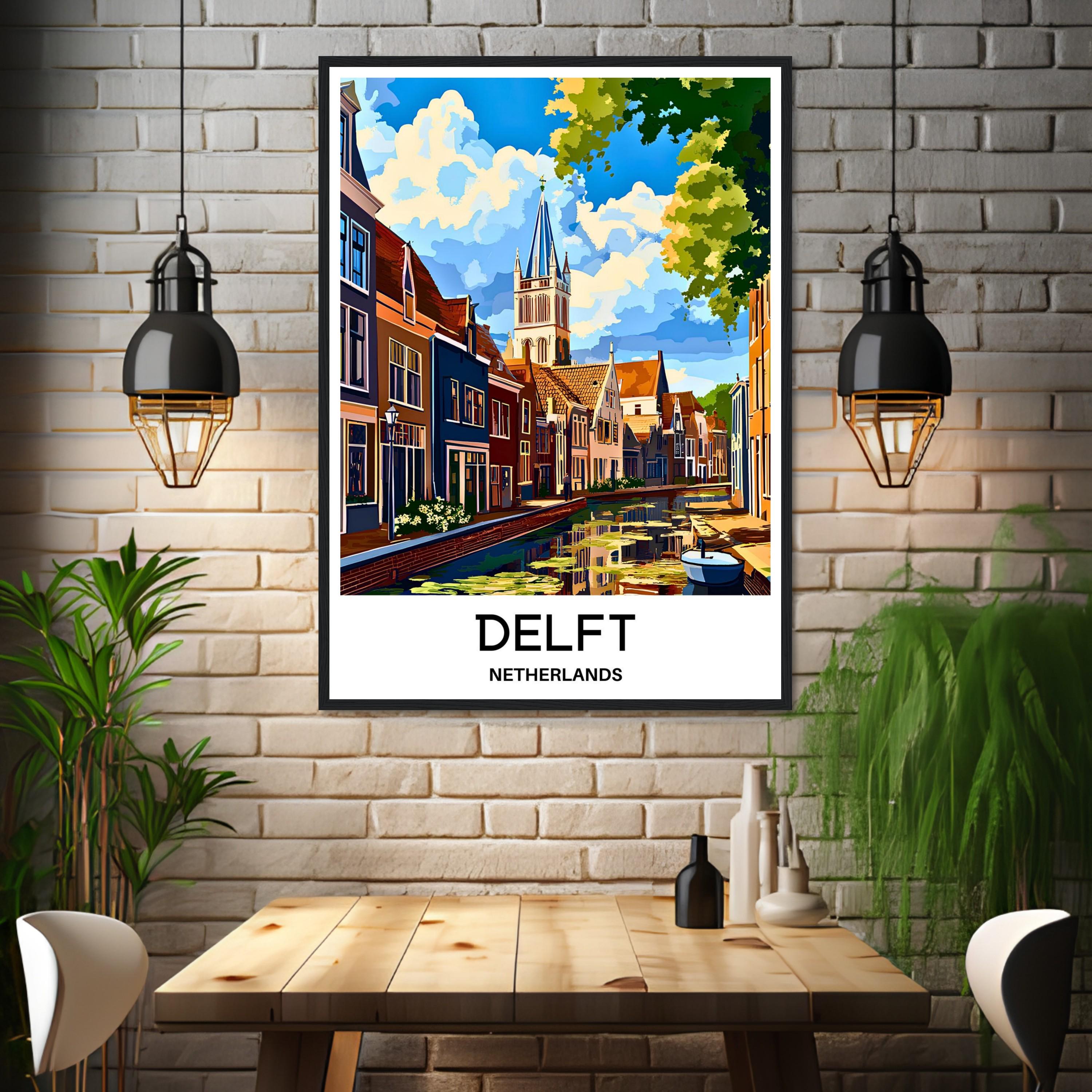 Delft Travel Print Delft Poster Dutch Art Print Netherlands Lover Gift ...