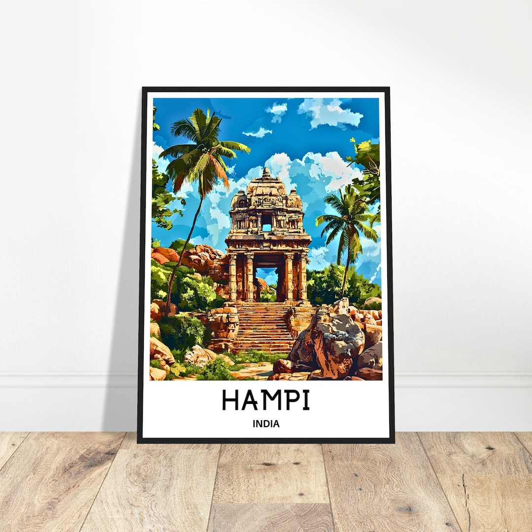 Hampi Travel Print Hampe Poster Indian Art Print India Lover Gift Wall Hanging Art Home Office ...