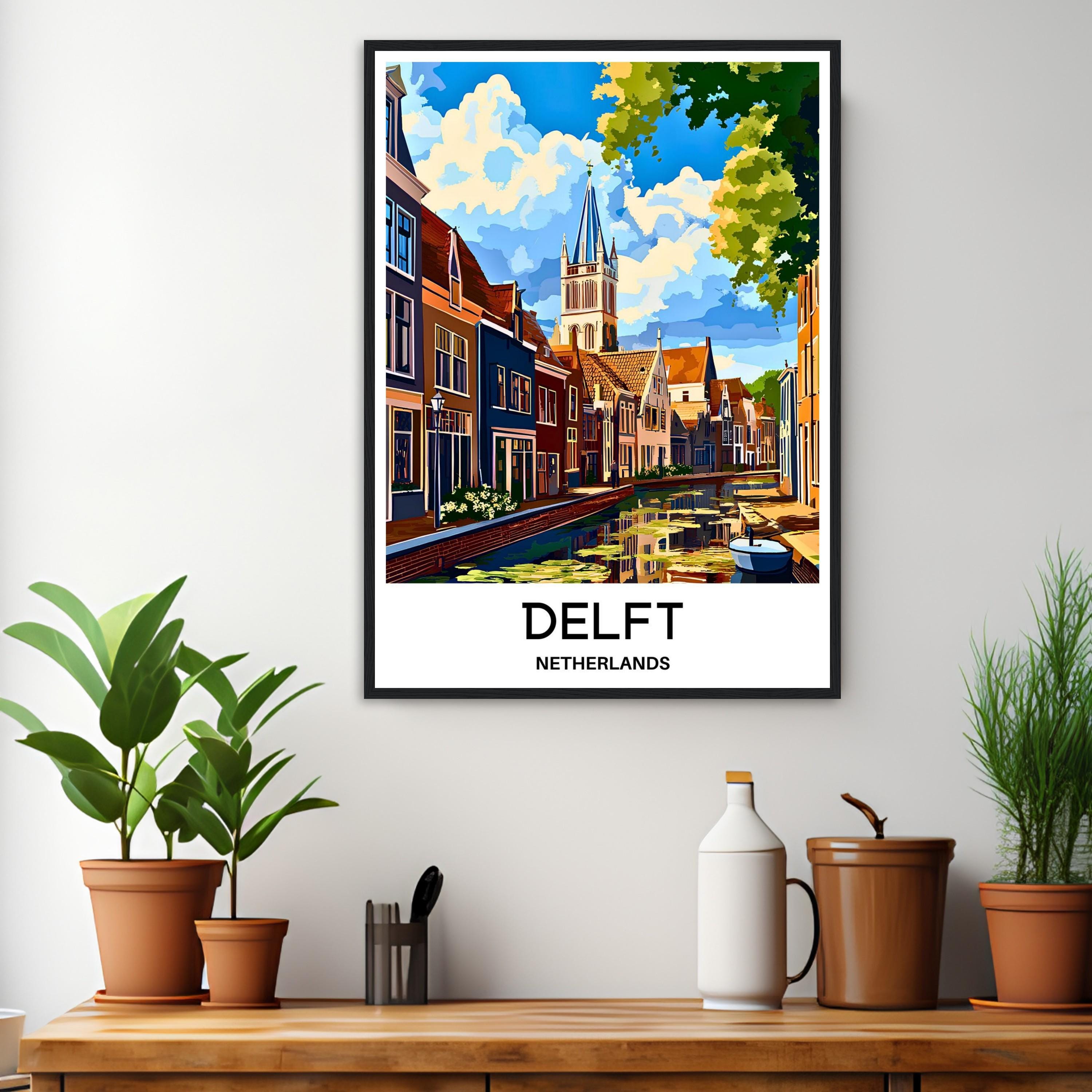 Delft Travel Print Delft Poster Dutch Art Print Netherlands Lover Gift ...
