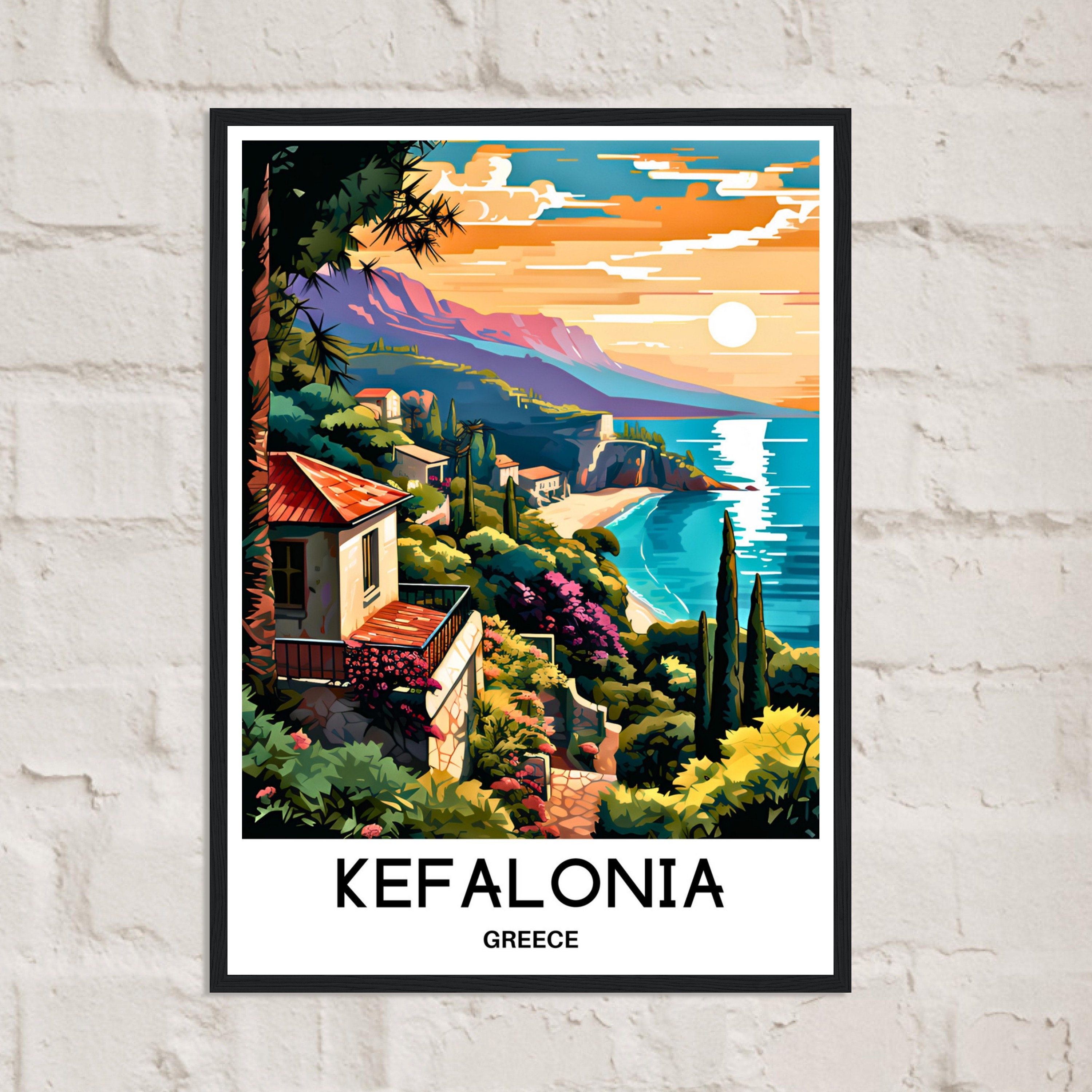 Kefalonia Travel Print Kefalonia Poster Greek Art Print Greece Lover Gift Wall Hanging Art Home ...