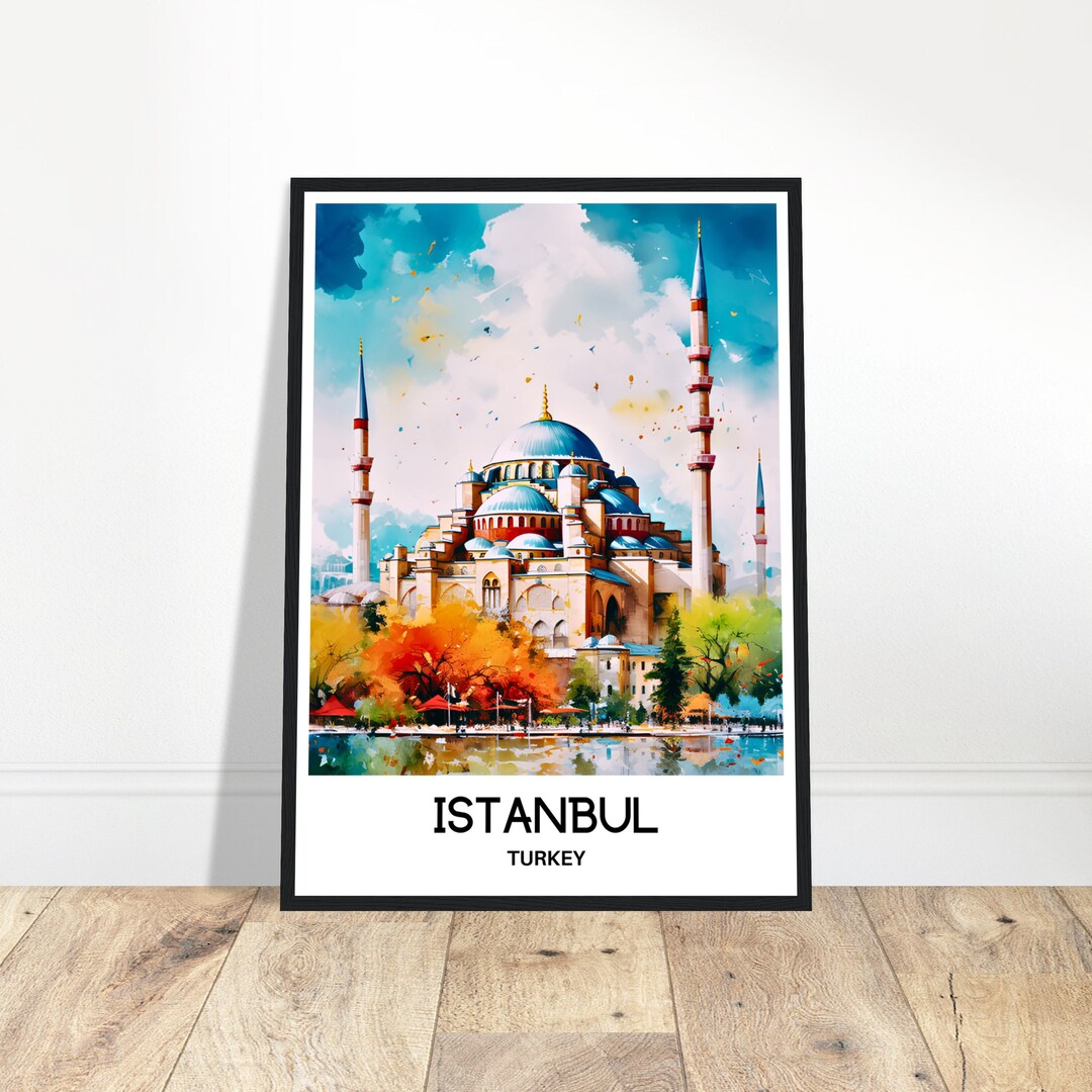 Istanbul Watercolor Print Istanbul Travel Poster Turkish Art - Etsy