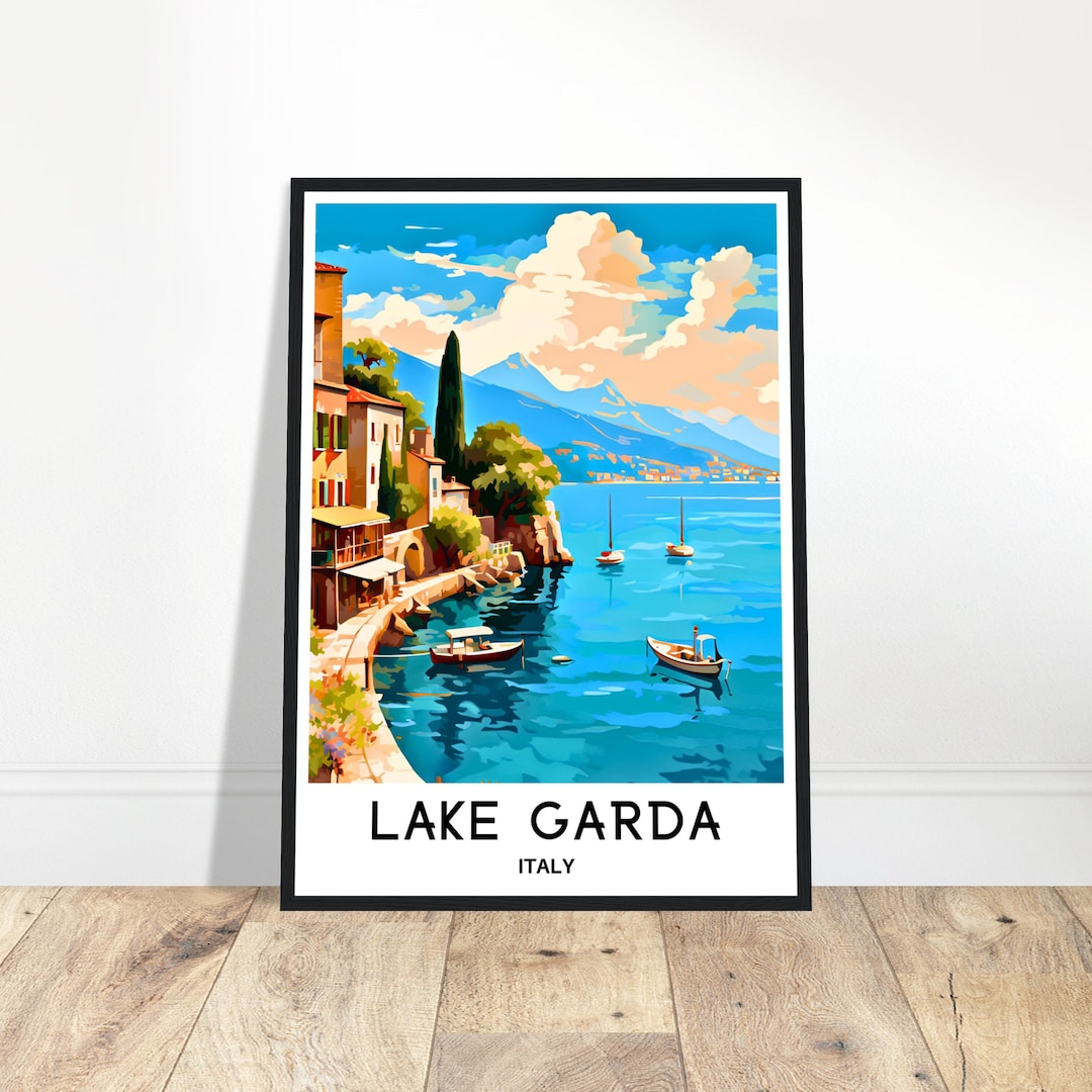 Lake Garda Travel Poster Lake Garda Travel Print Lake Garda Italy Print ...