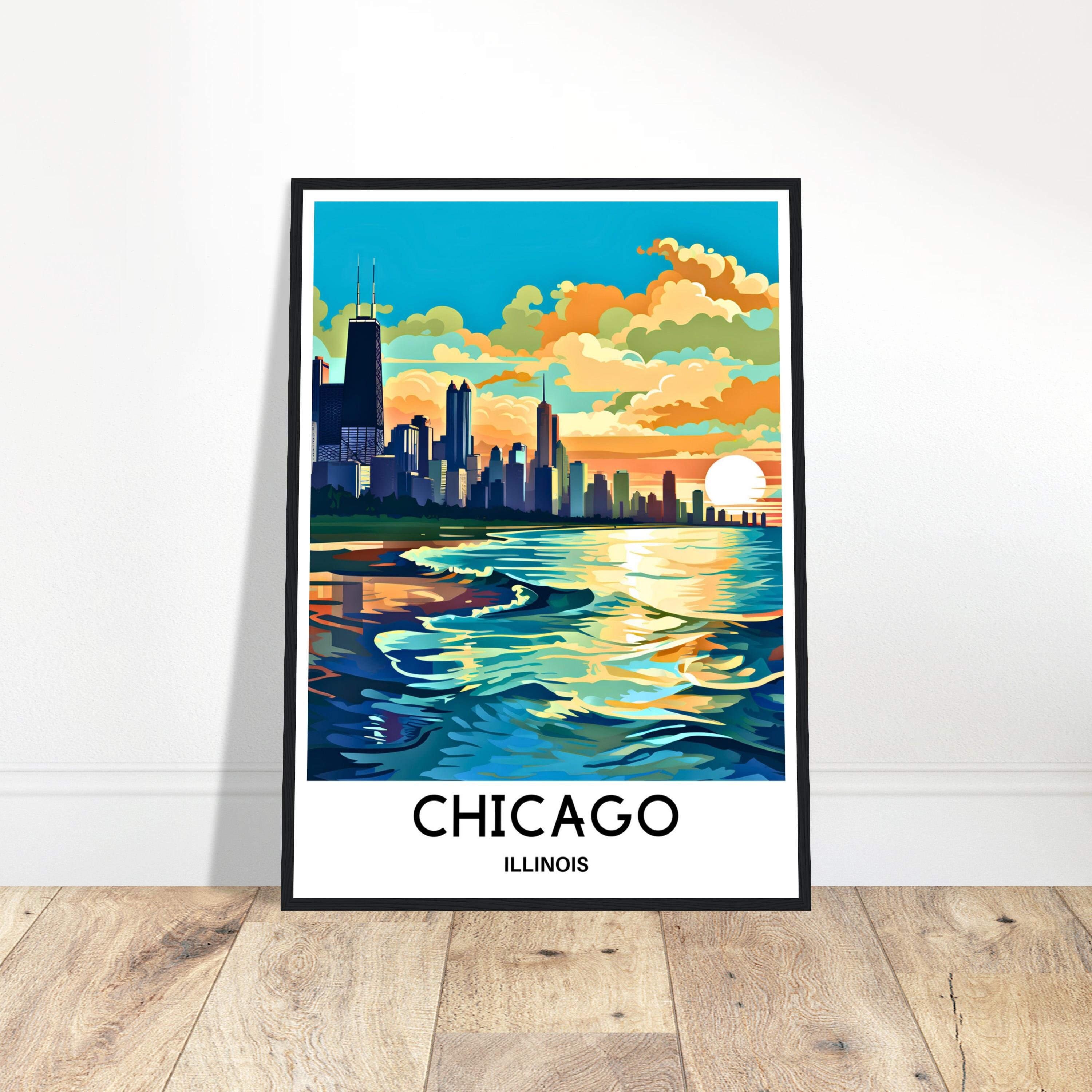 Chicago Travel Poster Chicago Travel Print Chicago Art Print Chicago ...