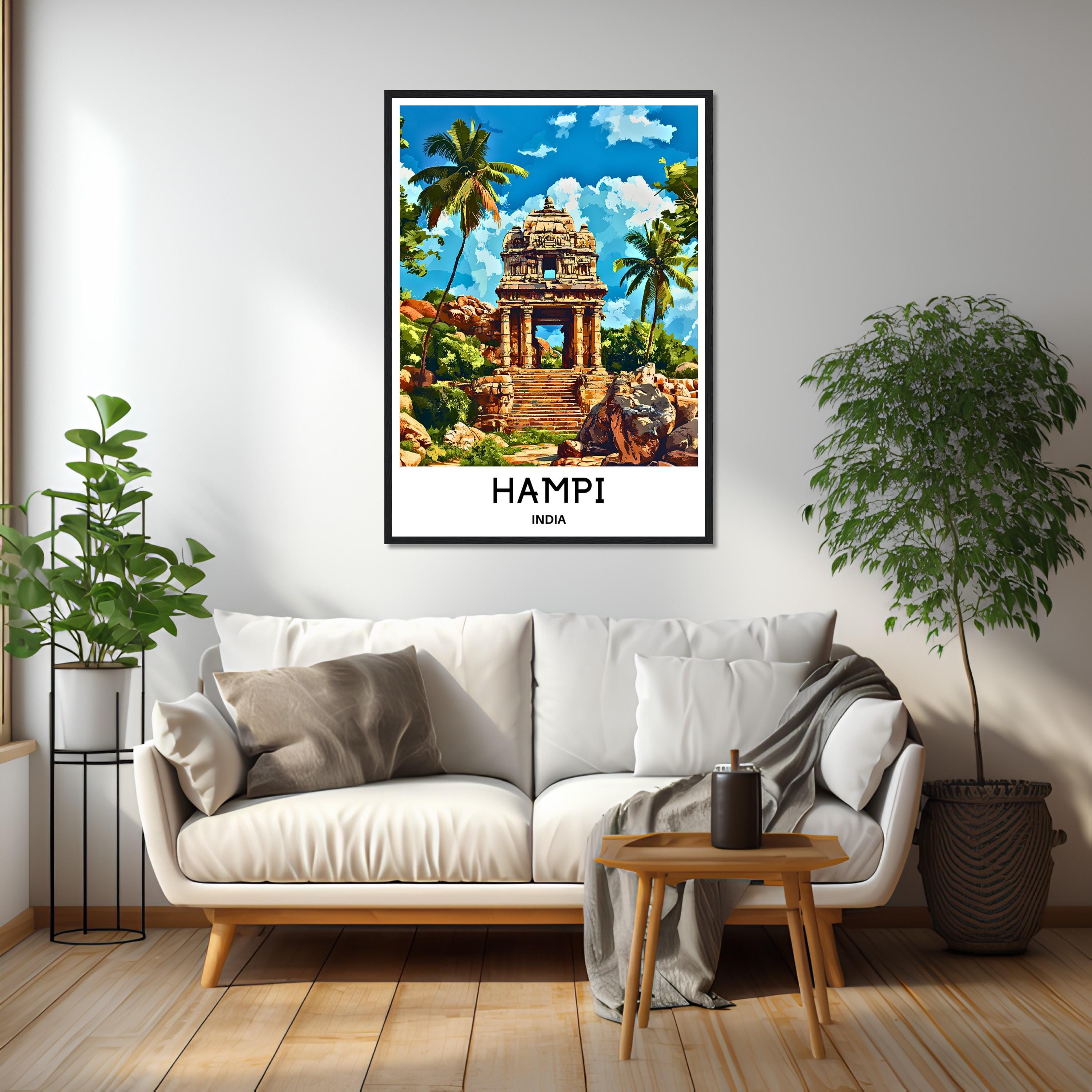 Hampi Travel Print Hampe Poster Indian Art Print India Lover Gift Wall ...