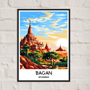 Bagan Travel Print Bagan Poster Myanmar Art Print Asia Lover Gift Wall ...