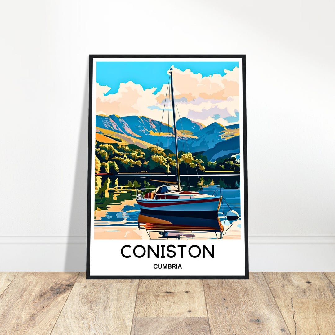 Coniston Travel Print Poster English Art Print England Lover Gift Wall ...