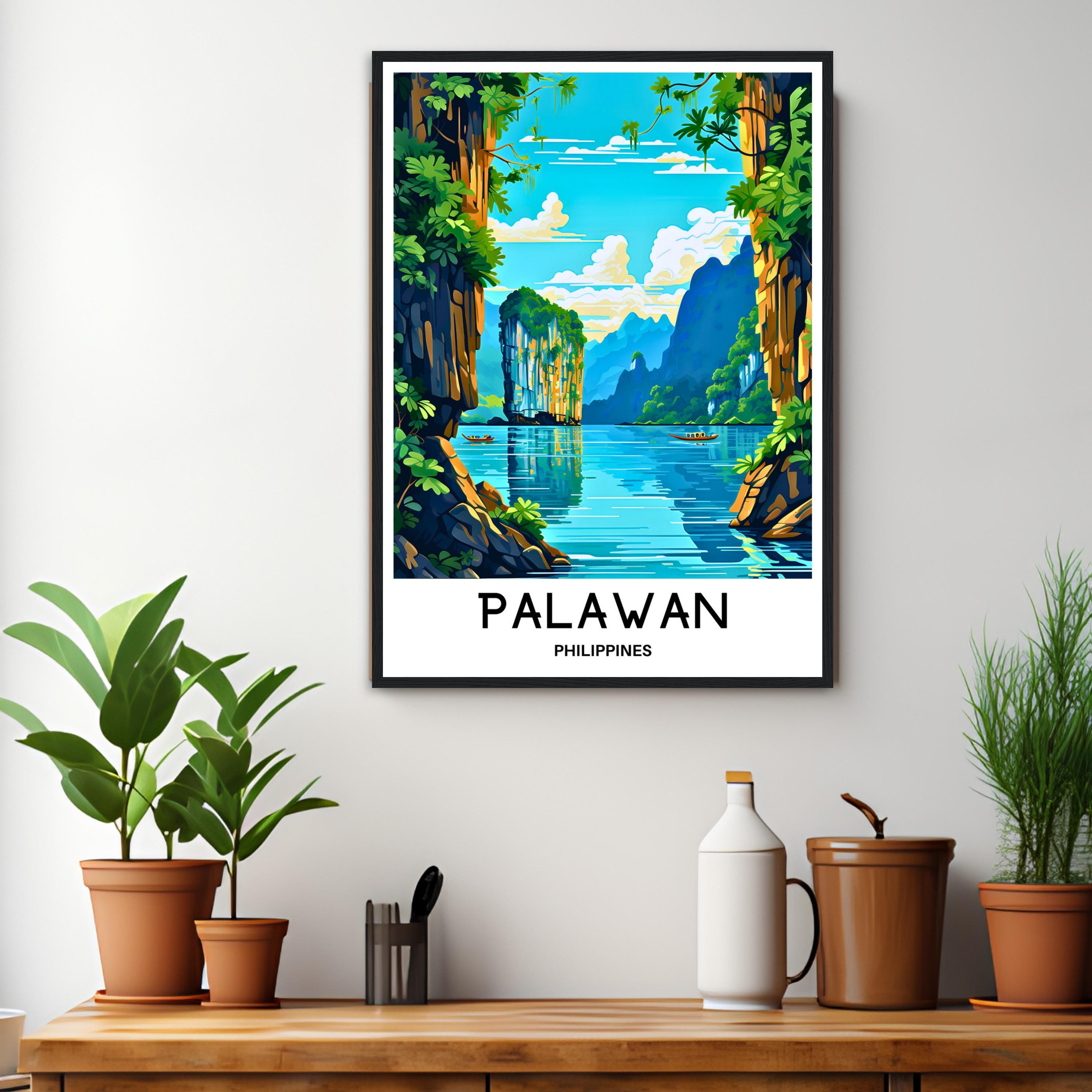 Palawan Travel Print Palawan Poster Philippines Art Print Philippines Lover Gift Wall Hanging ...