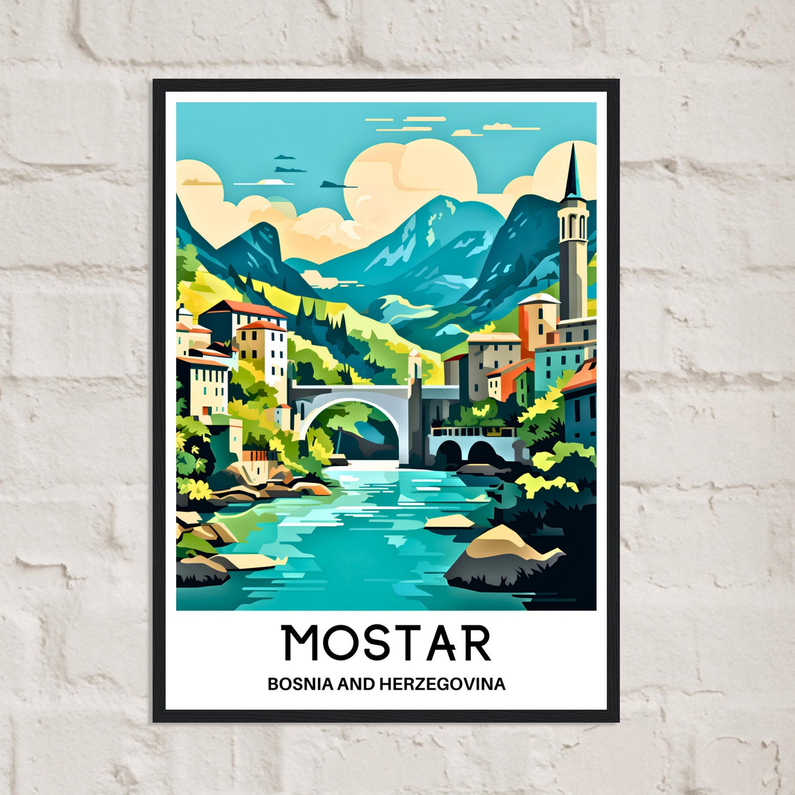 Mostar Travel Poster Mostar Travel Print Mostar Bosnia Print Mostar Art ...