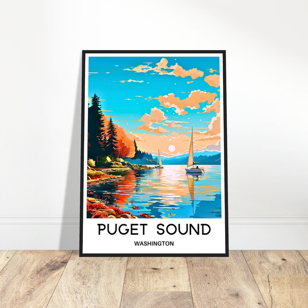 Puget Sound Travel Print Poster American Art Print Washington Lover ...